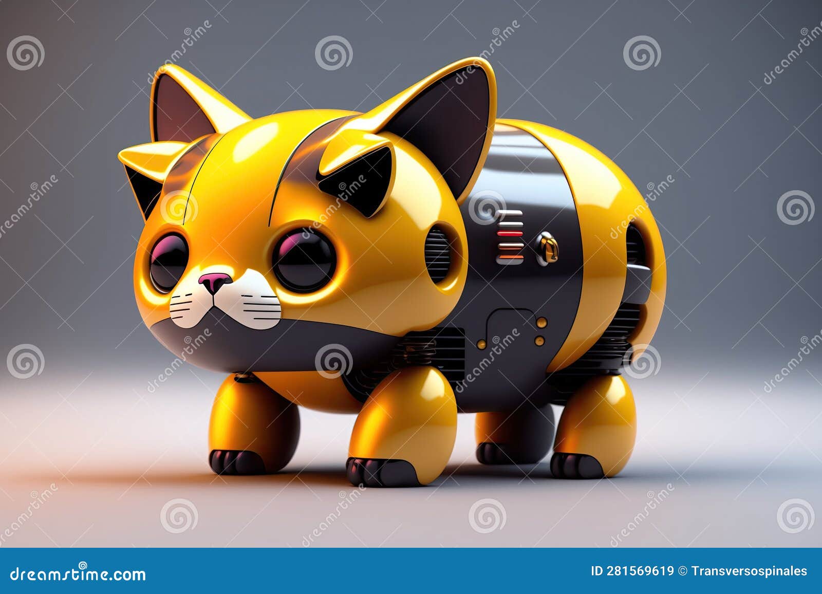 Cute Robot Cat Mechanic Design Stock Illustration - Illustration of ...