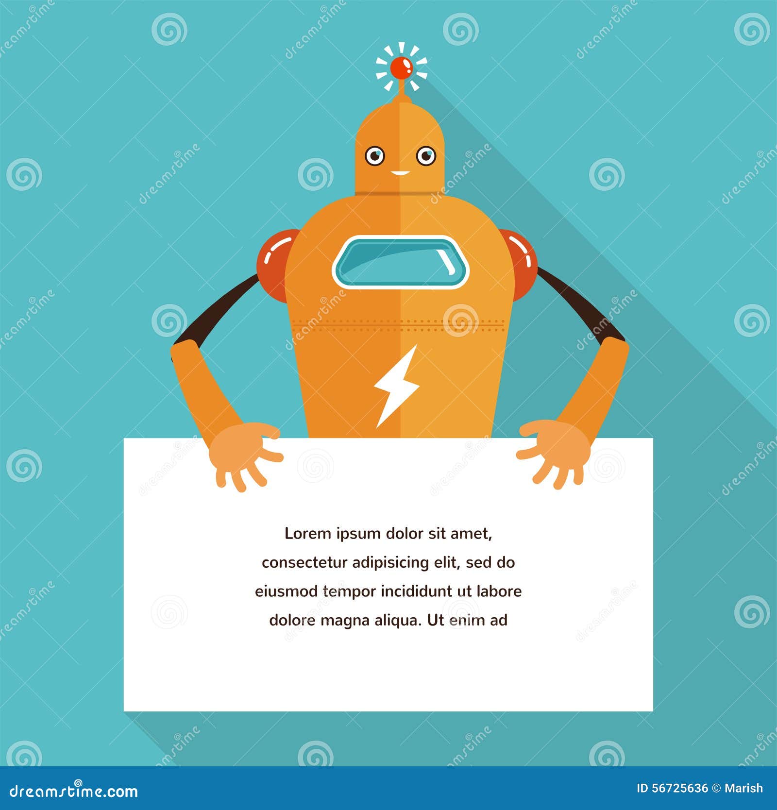Cute Robot Character with a Banner Stock Vector - Illustration of ...