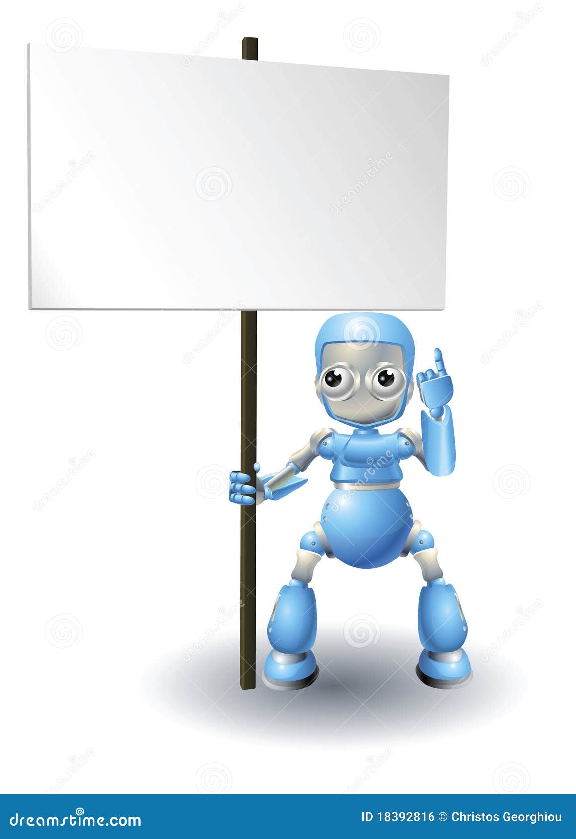 Cute Robot Character Holding Sign Stock Vector - Illustration of ...