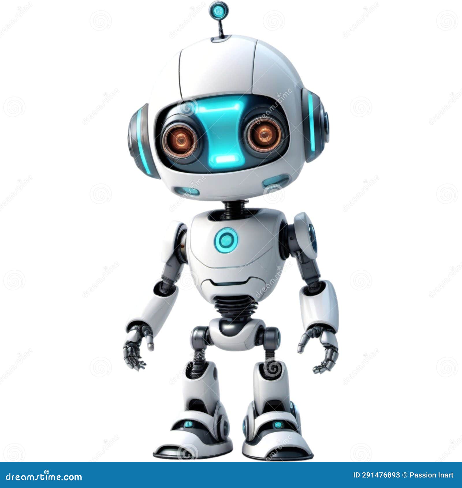 Cute Robot Character Isolated on White Background Stock Illustration ...