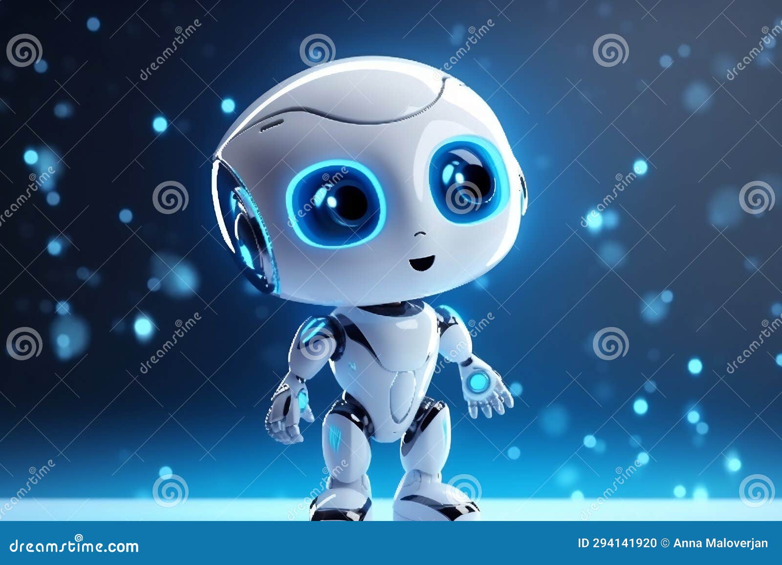 Cute Robot Character. Picture Made by Artificial Intelligence Stock ...