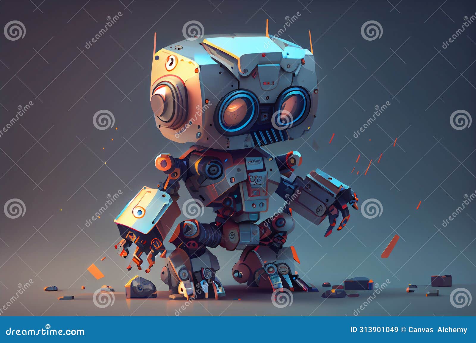 Cute Robot Character. Picture Made by Artificial Intelligence Stock ...
