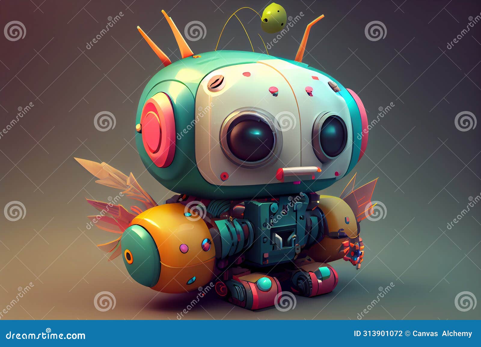 Cute Robot Character. Picture Made by Artificial Intelligence Stock ...