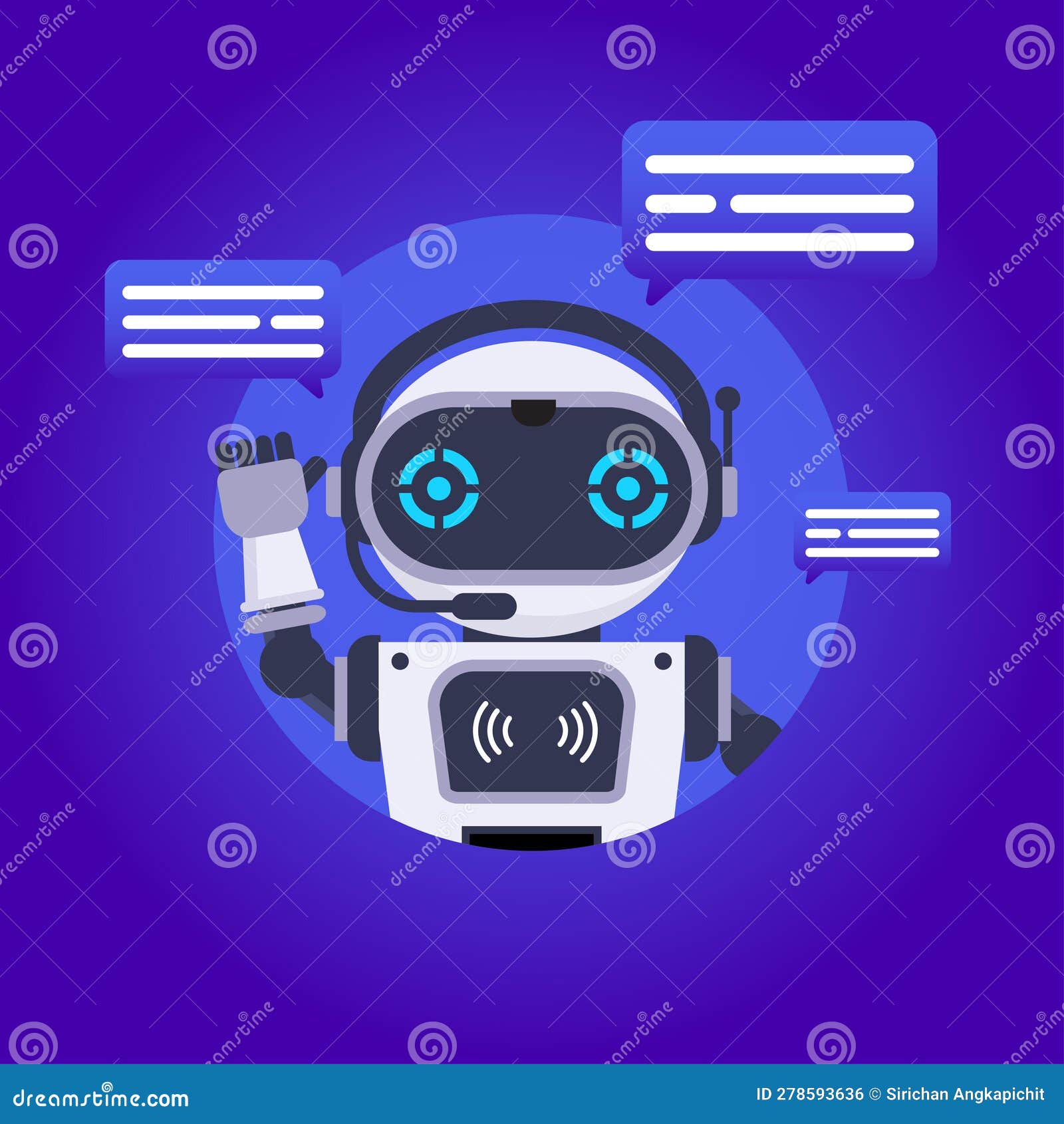 Cute Robot Chat Bot. Support Service Concept Stock Vector ...