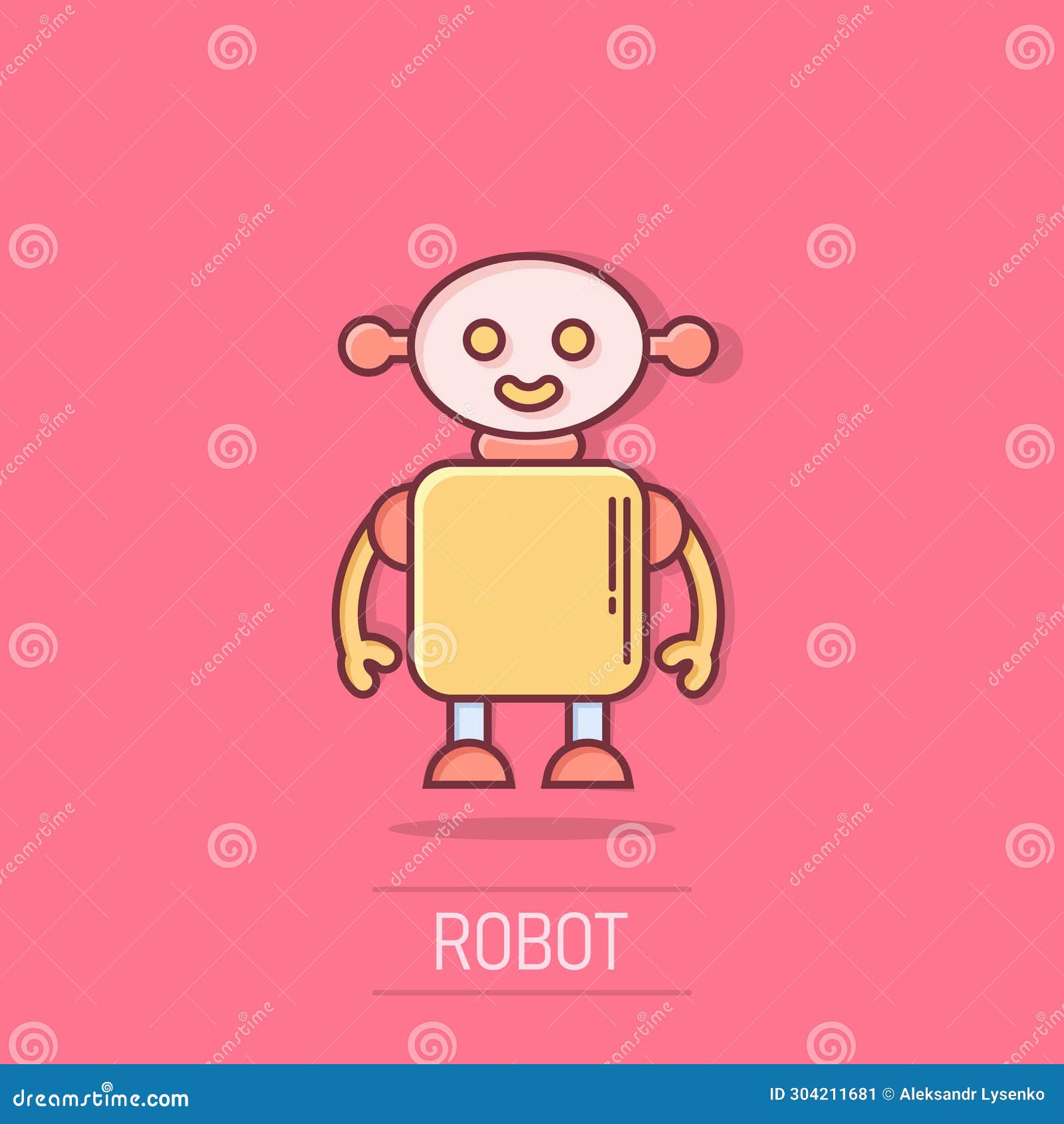 Cute Robot Chatbot Icon in Comic Style. Bot Operator Cartoon Vector ...