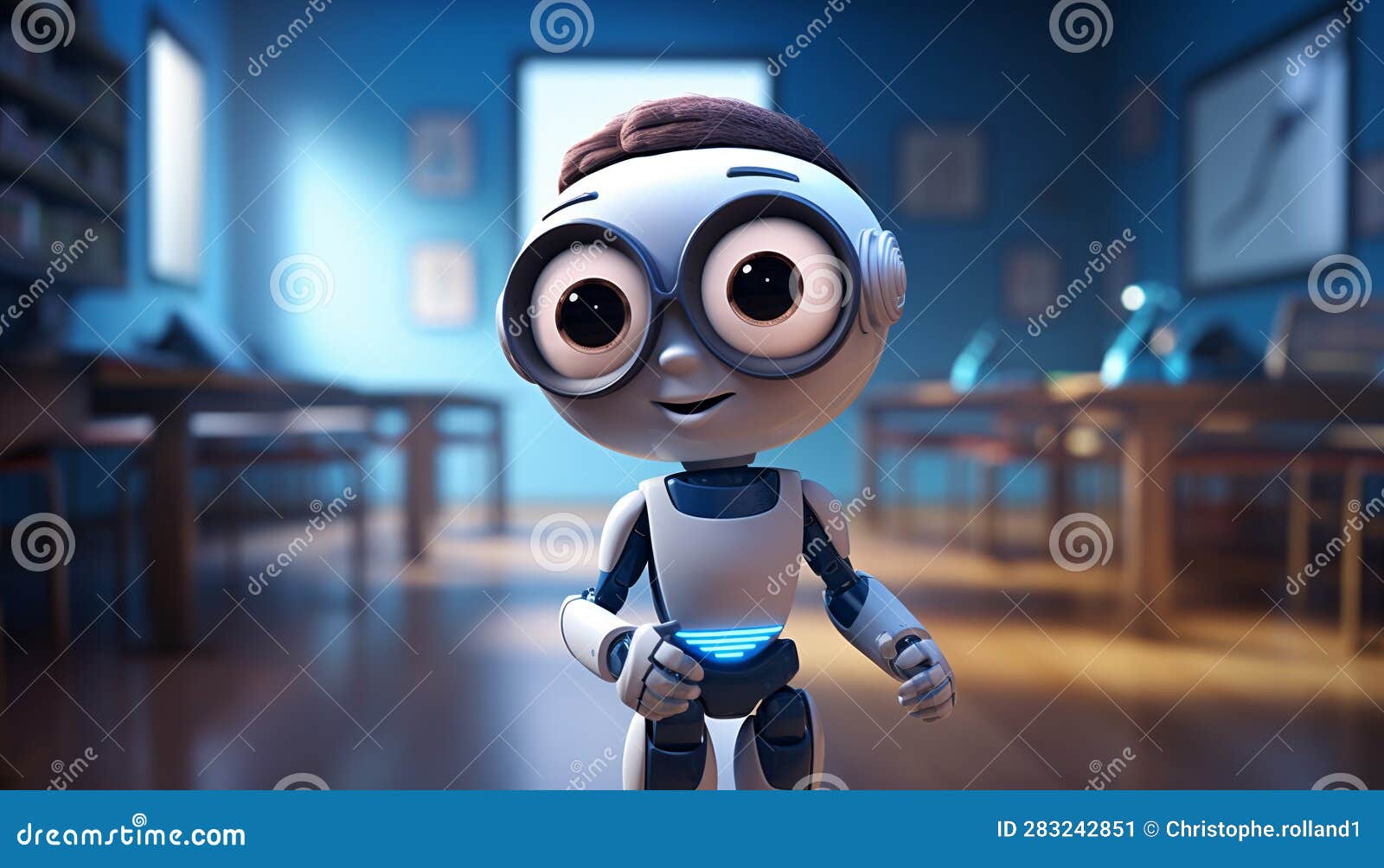 Cute Robot in a Classroom - Generative AI Stock Image - Image of cyborg ...