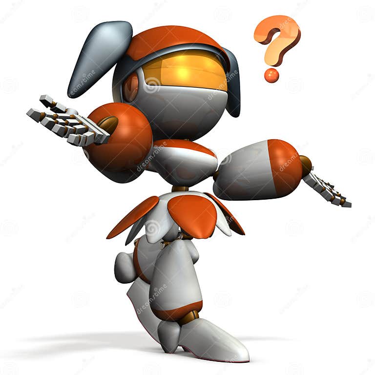 Cute robot is confused. stock illustration. Illustration of cute - 72580529