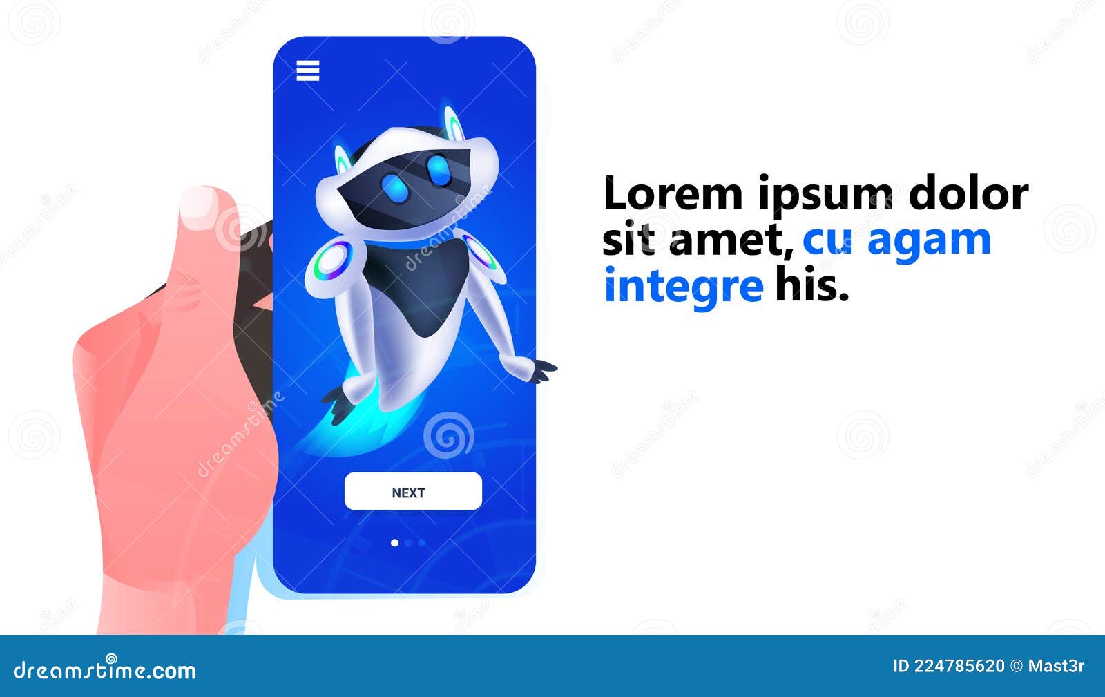 Cute Robot Cyborg on Smartphone Screen Modern Robotic Character ...