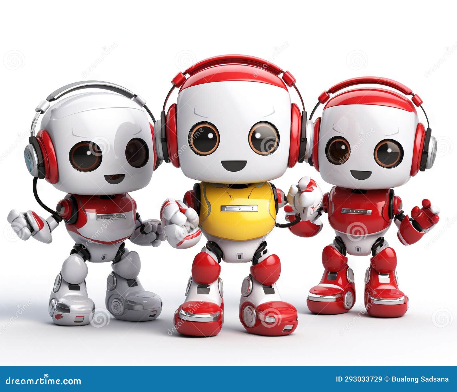 Cute Robot in Different Poses Isolated on a White Background. Stock ...