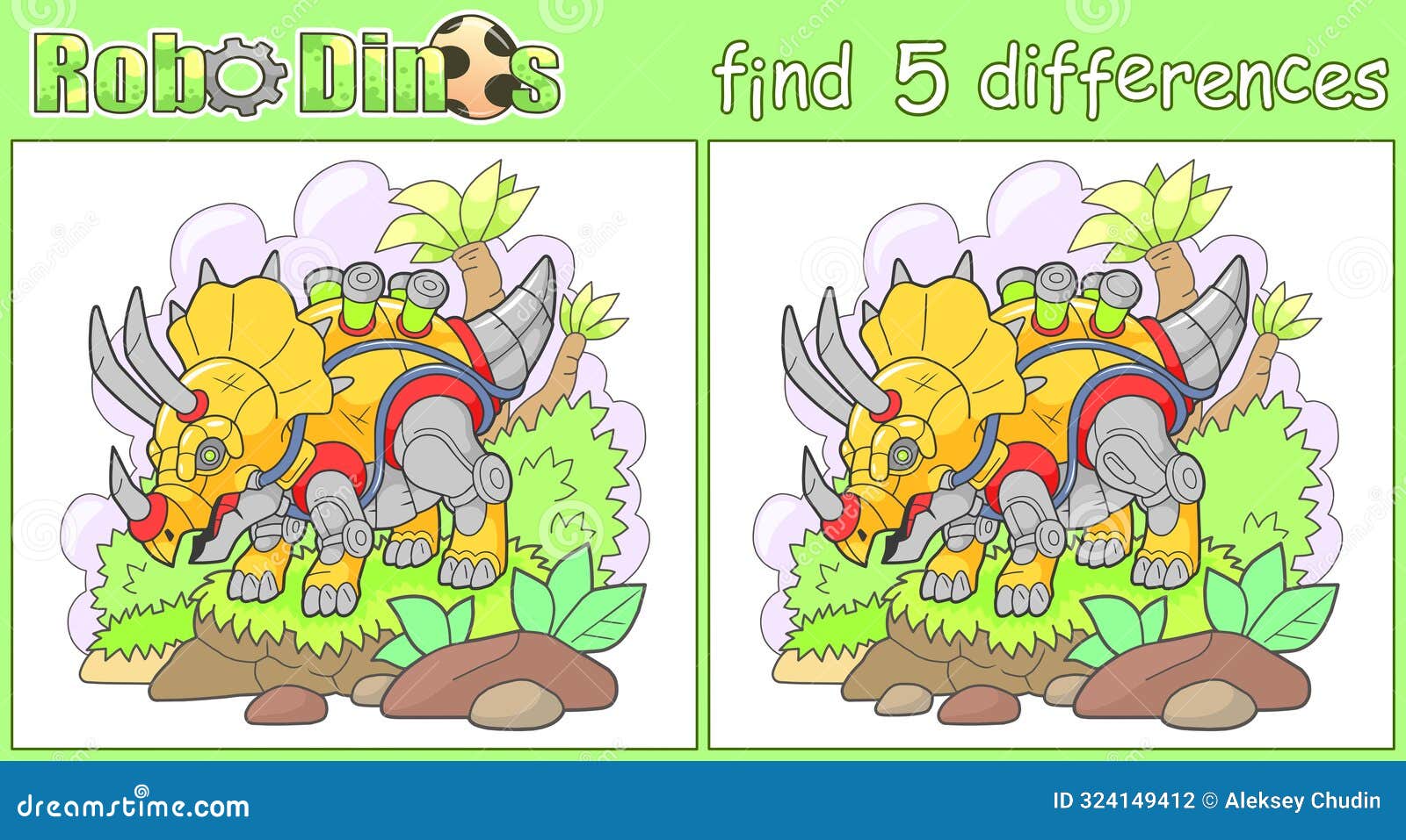 Robot Dinosaur, Find Five Differences Royalty-Free Stock Image ...