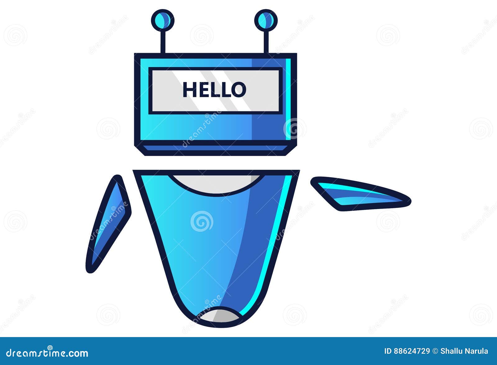 Cute Robot Displaying Message HELLO! Stock Illustration - Illustration ...