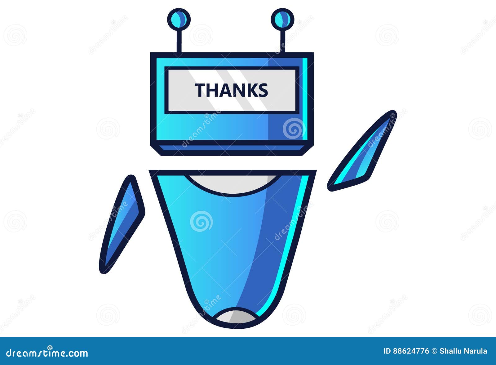 Cute Robot Displaying Message THANKS! Stock Illustration - Illustration ...