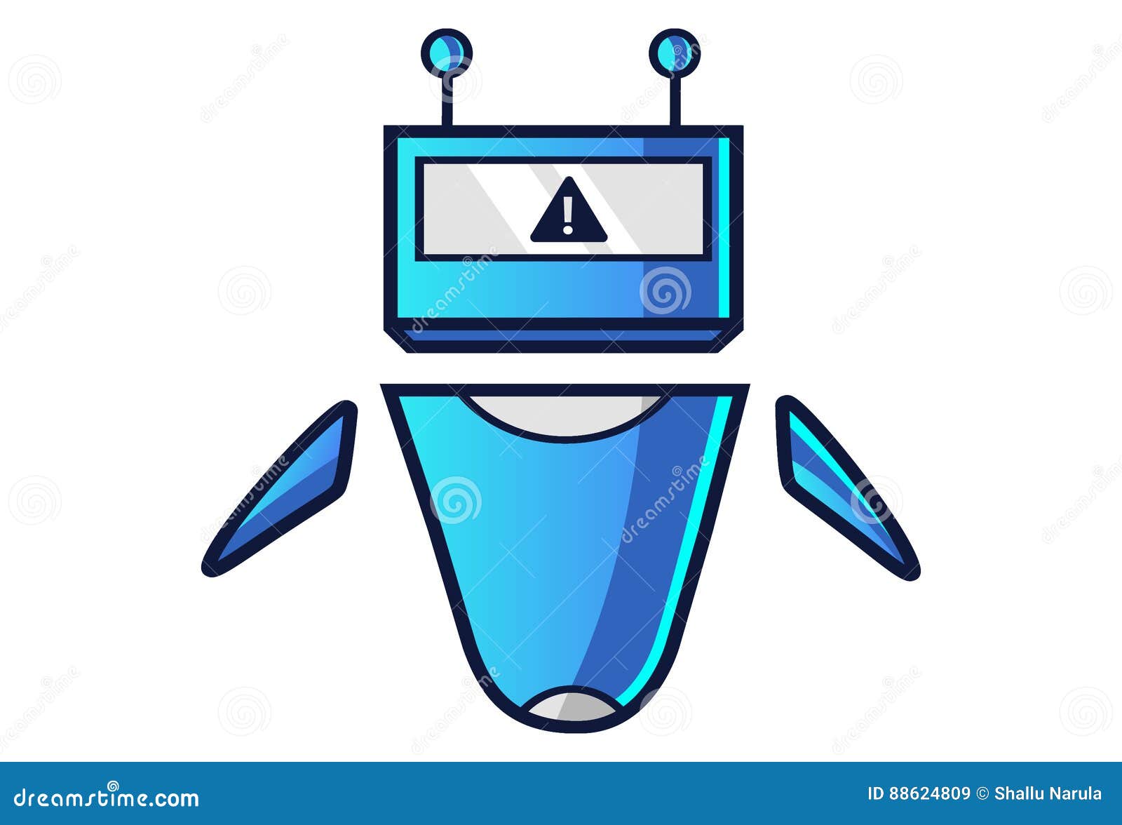 Cute Robot Displaying WARNING Sign! Stock Illustration - Illustration ...
