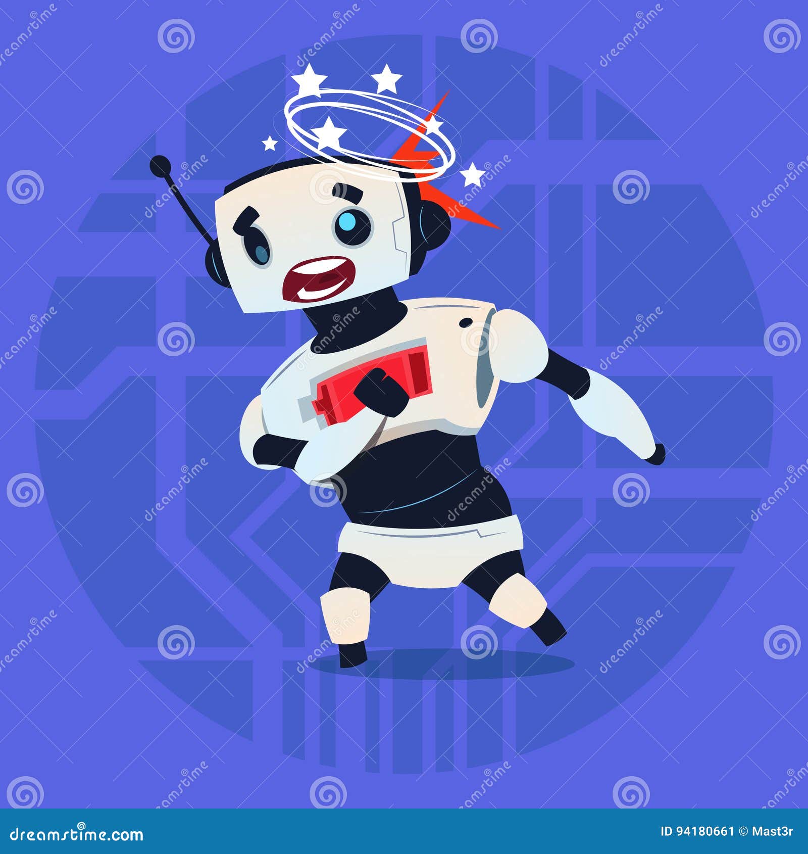 Cute Robot Dizzy Error Broken Modern Artificial Intelligence Technology ...