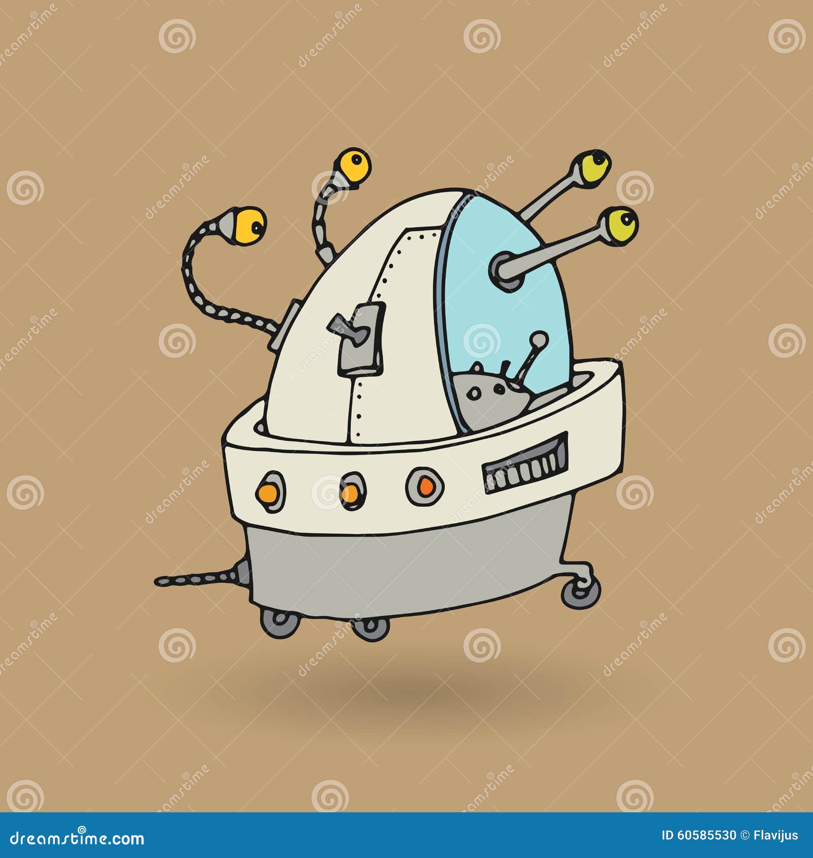 Robot Doodle Print. Set Of Space Objects, Robot And Symbols. Planets ...