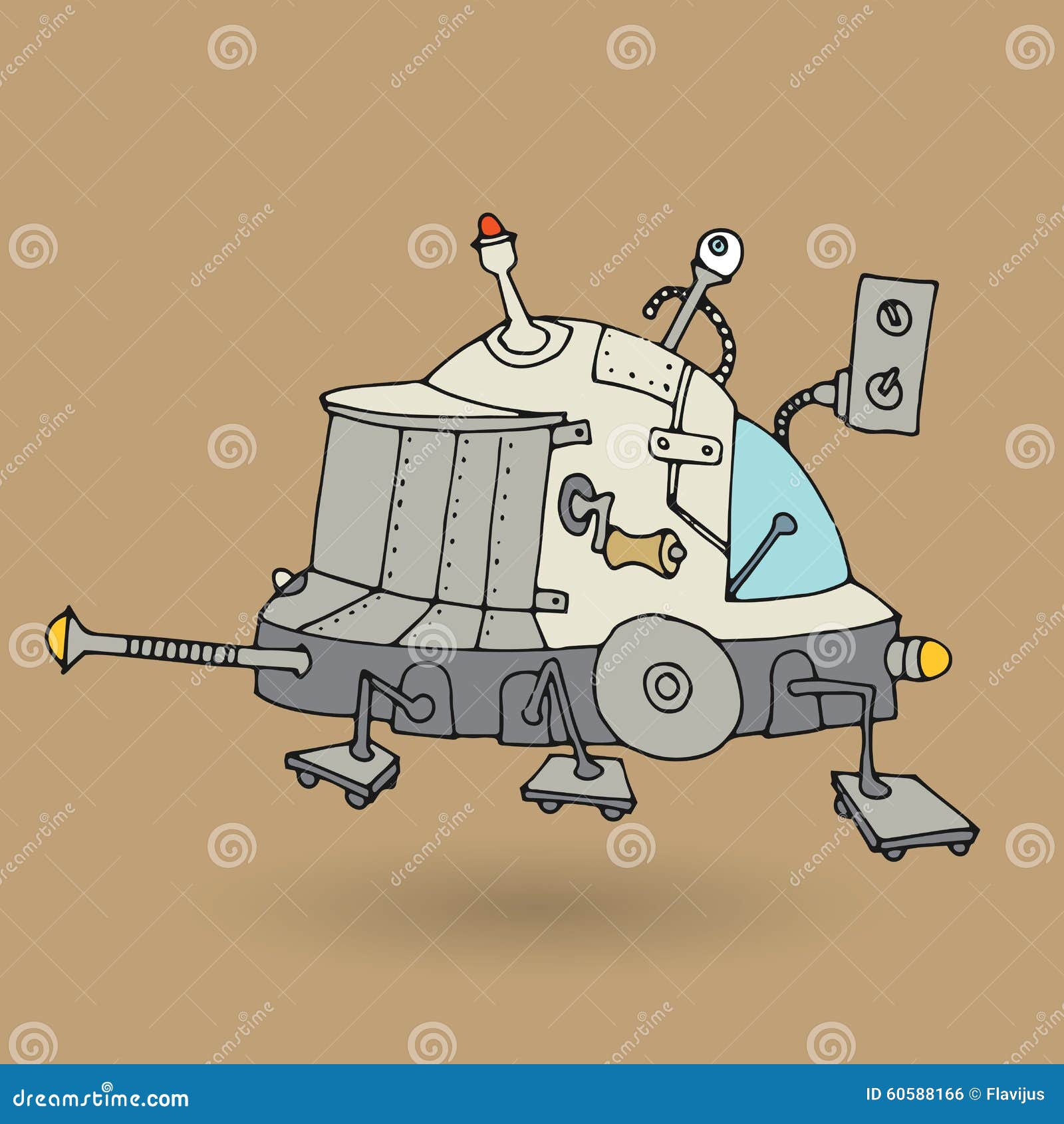 Robot Doodle Print. Set Of Space Objects, Robot And Symbols. Planets ...