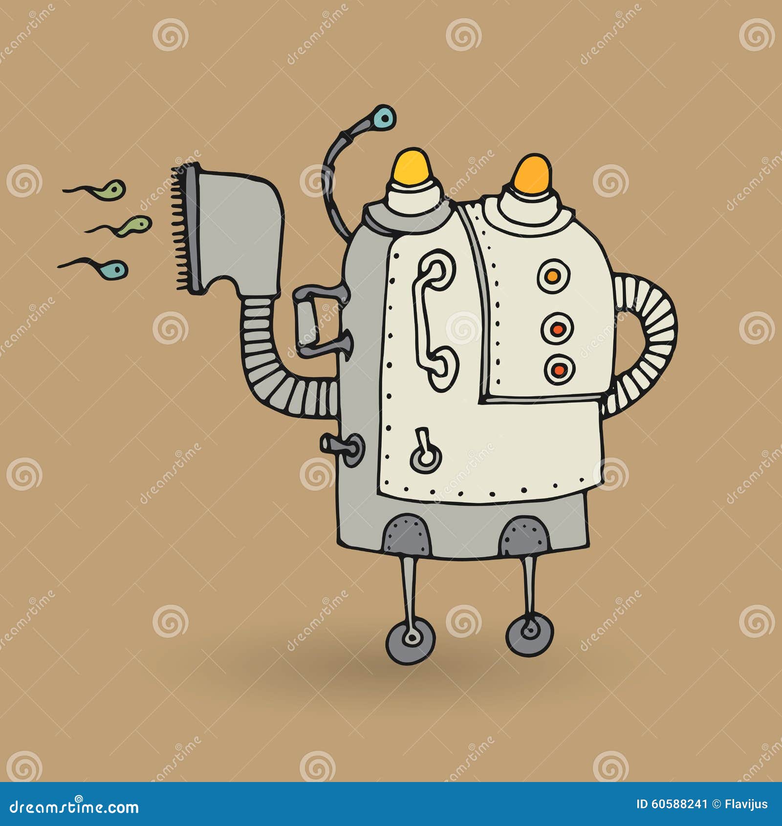 Robot Doodle Print. Set Of Space Objects, Robot And Symbols. Planets ...