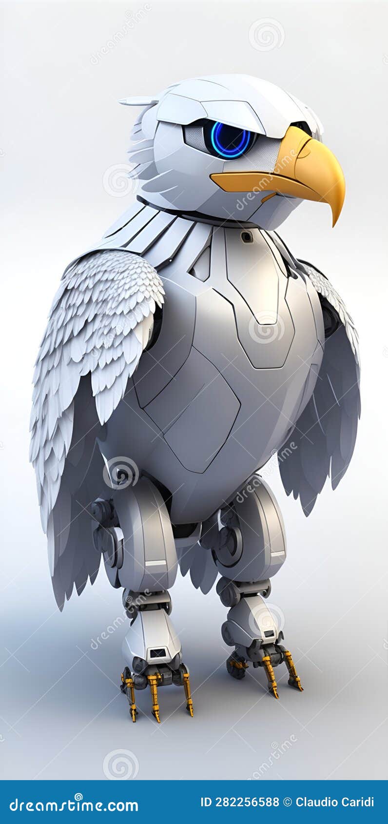 Cute Robot Eagle Isolated on White. Generative AI Stock Illustration ...