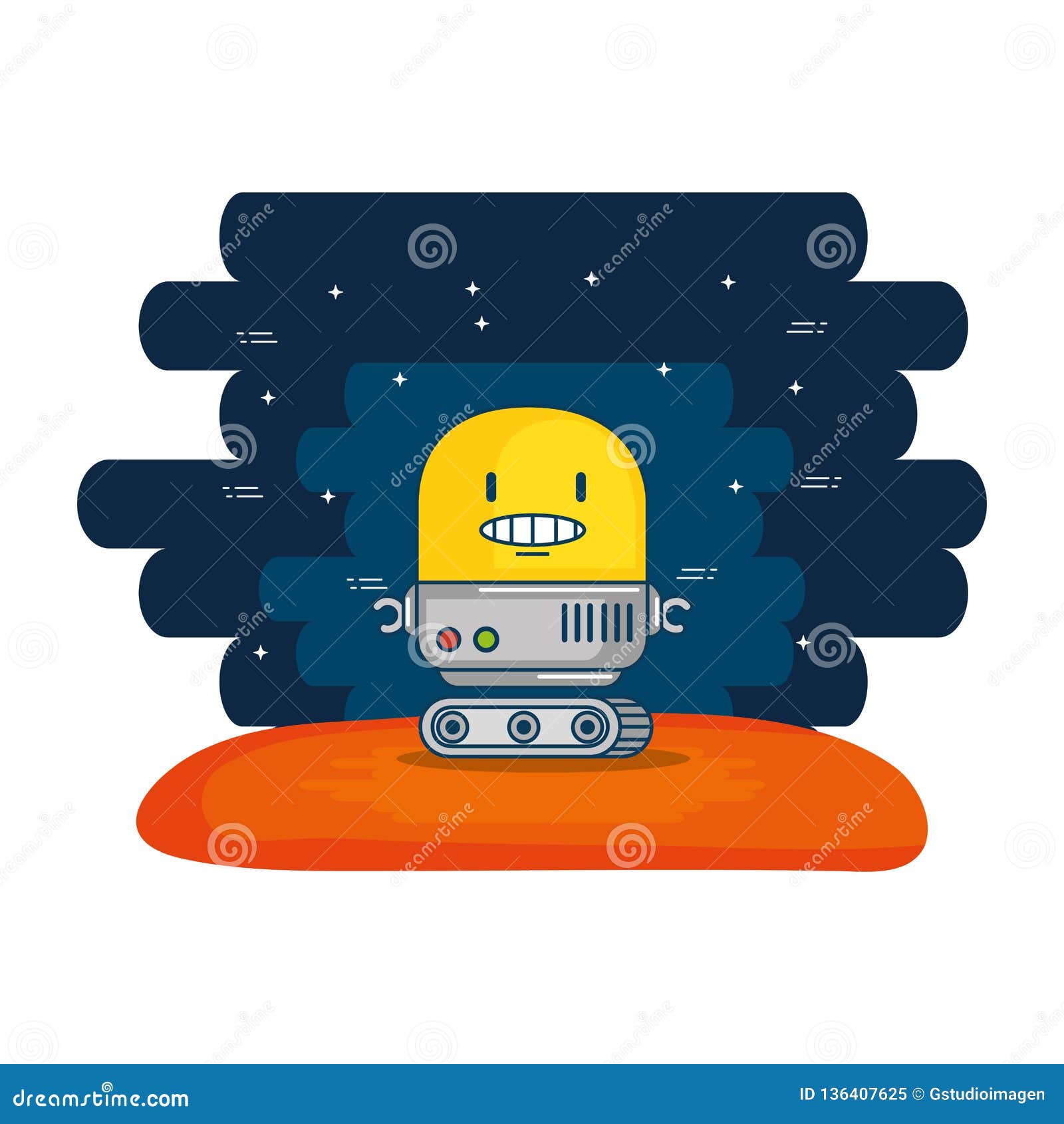 Cute Robot Electronic with Universe Background Stock Vector ...