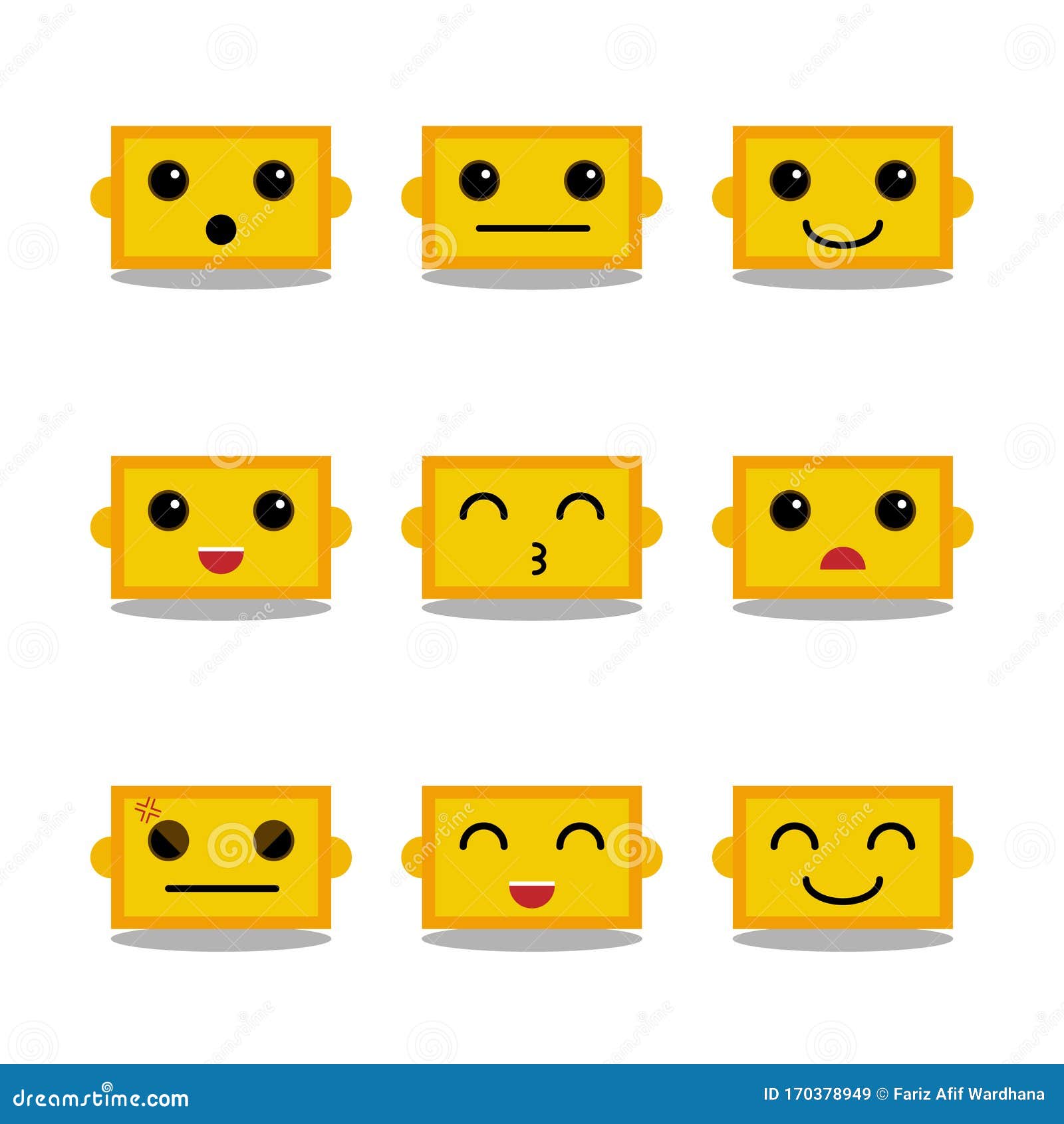 Cute Robot Emoticons Set Vector-01 Stock Vector - Illustration of flat ...