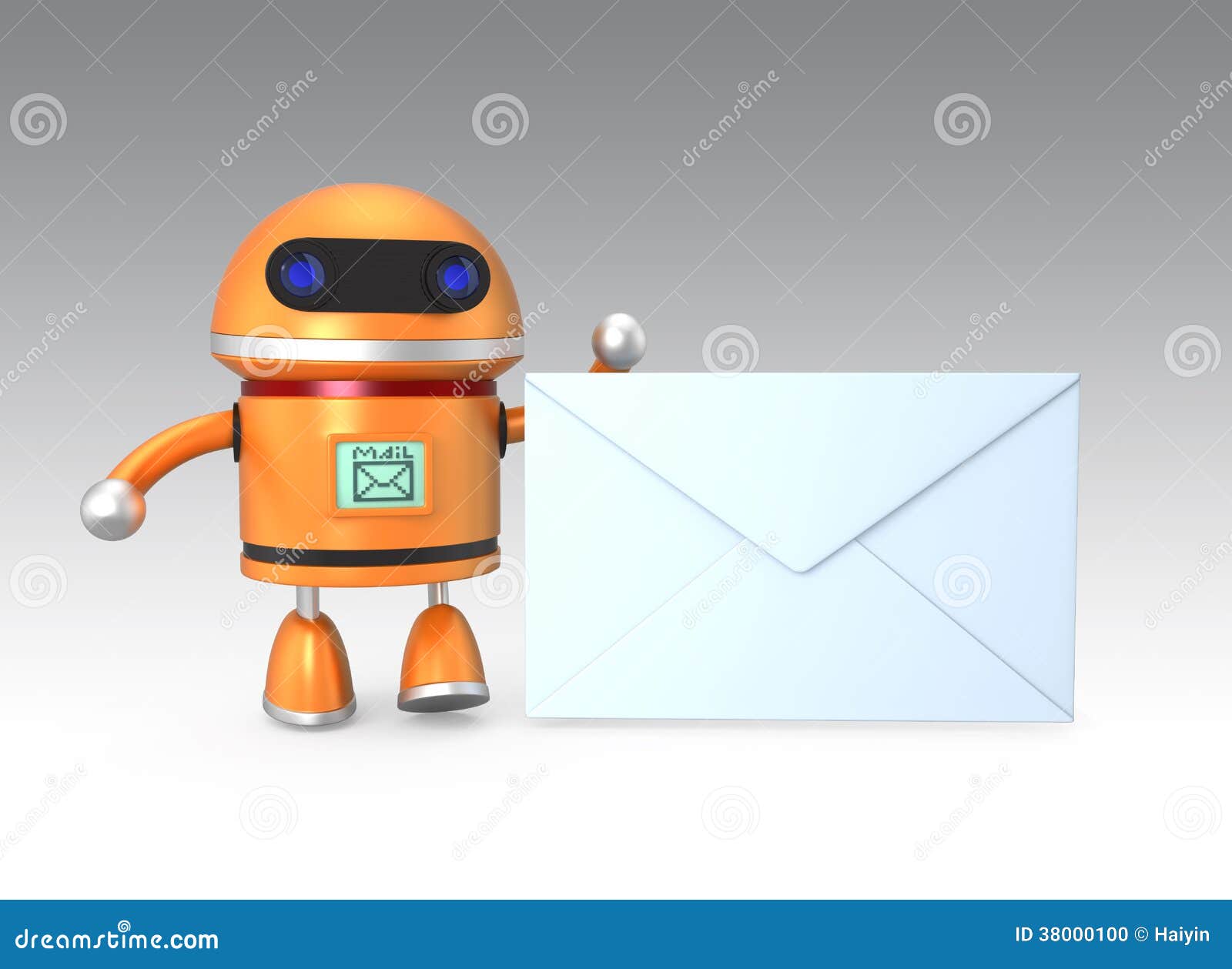 Cute Robot with an Envelope Stock Illustration - Illustration of metal ...