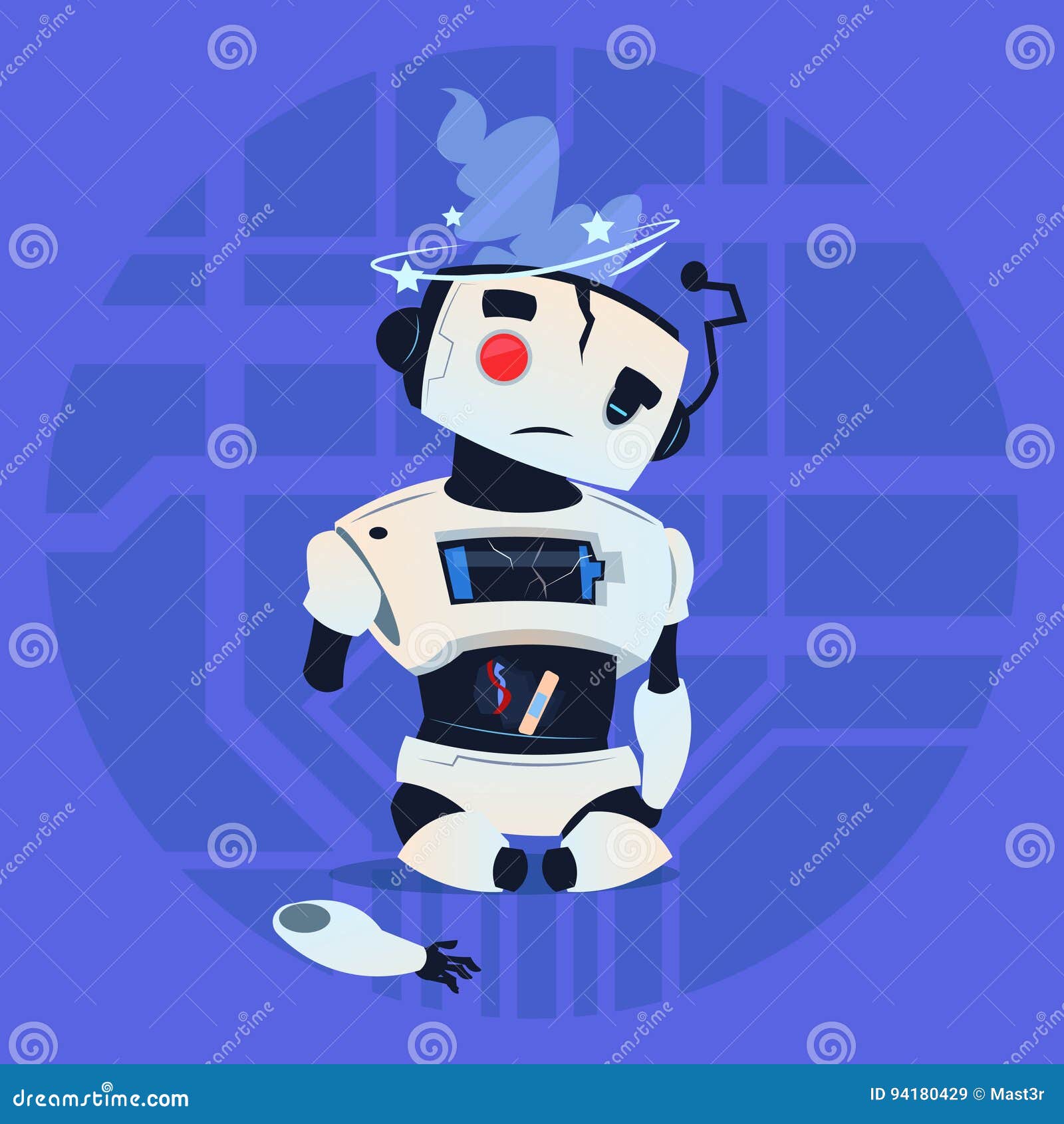Cute Robot Error Broken Modern Artificial Intelligence Technology ...