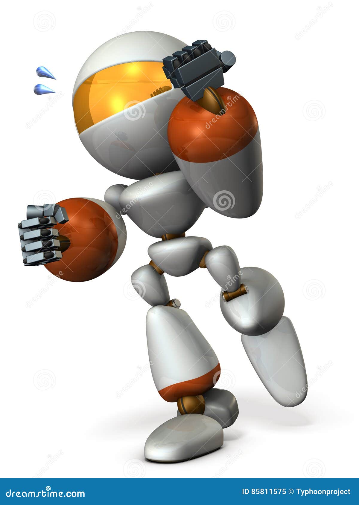 Excited Robot Humanoid Mascot Vector Cartoon Illustration ...