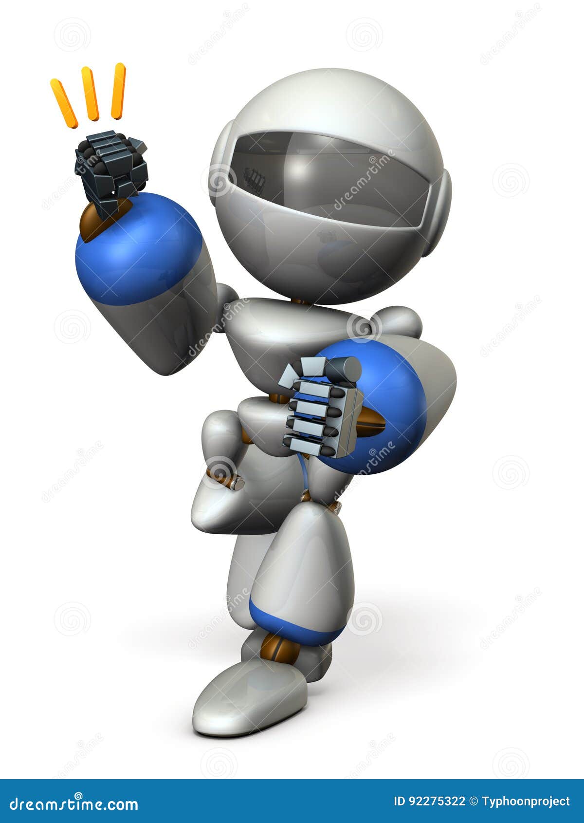 Excited Robot Humanoid Mascot Vector Cartoon Illustration ...