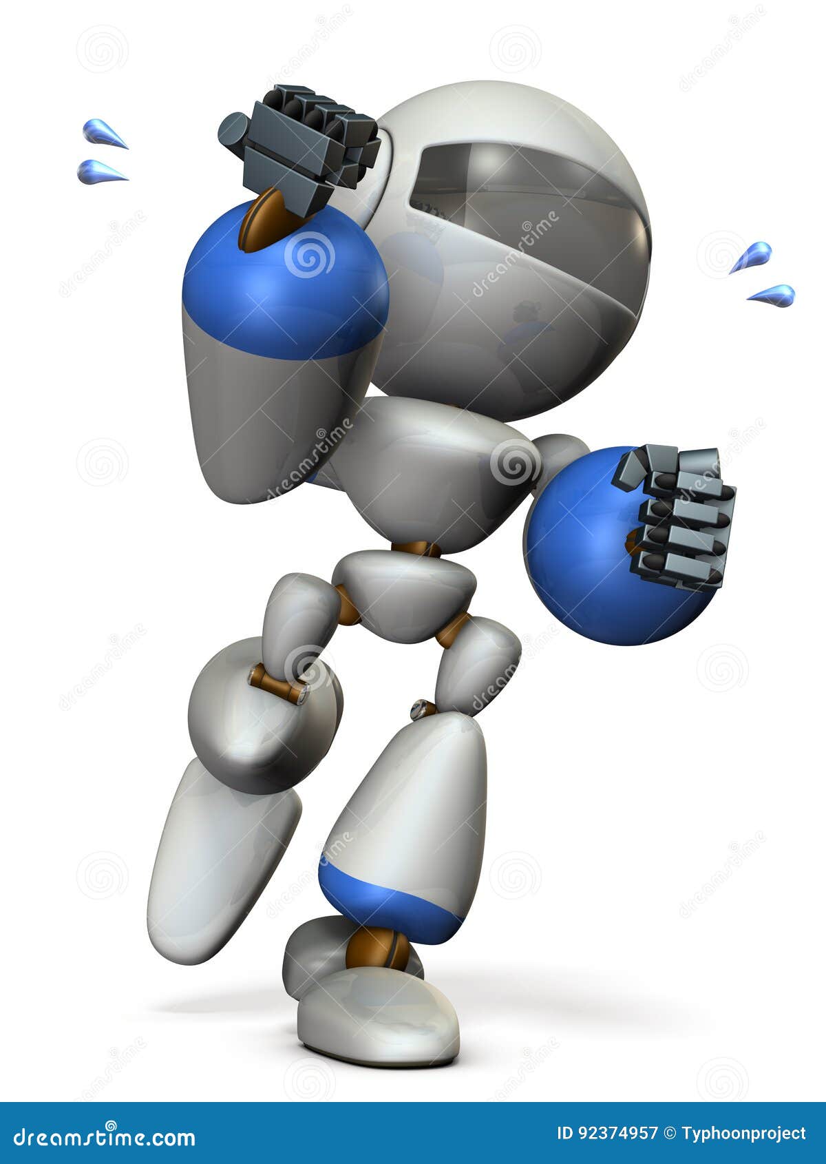 Excited Robot Humanoid Mascot Vector Cartoon Illustration ...