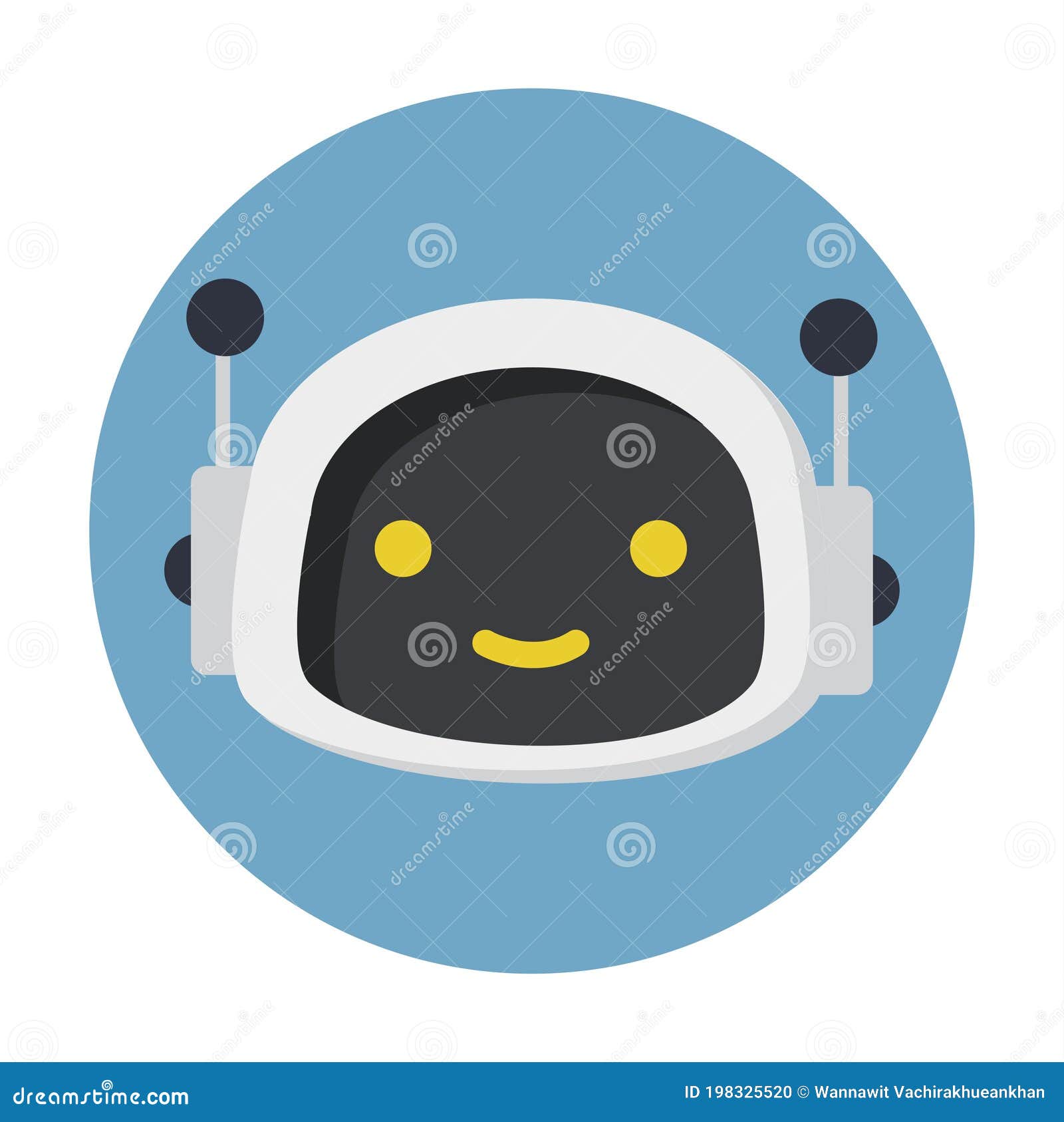 Cute Robot Face Icon Flat Style Cartoon Character Stock Vector ...