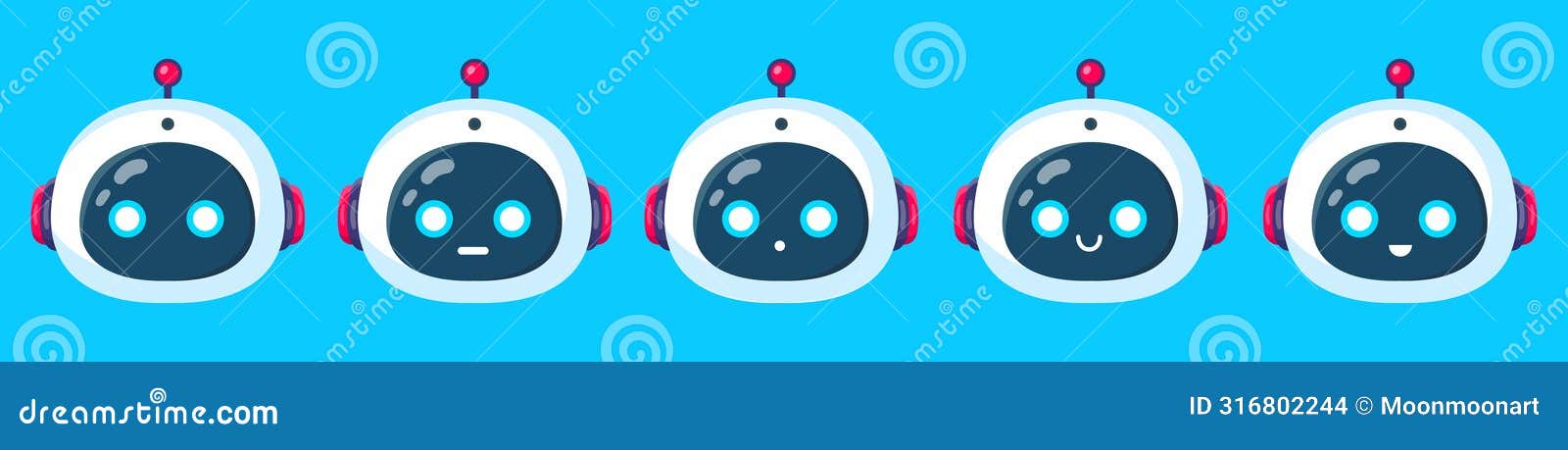 Cute Robot Faces. Different Emotions Stock Illustration - Illustration ...