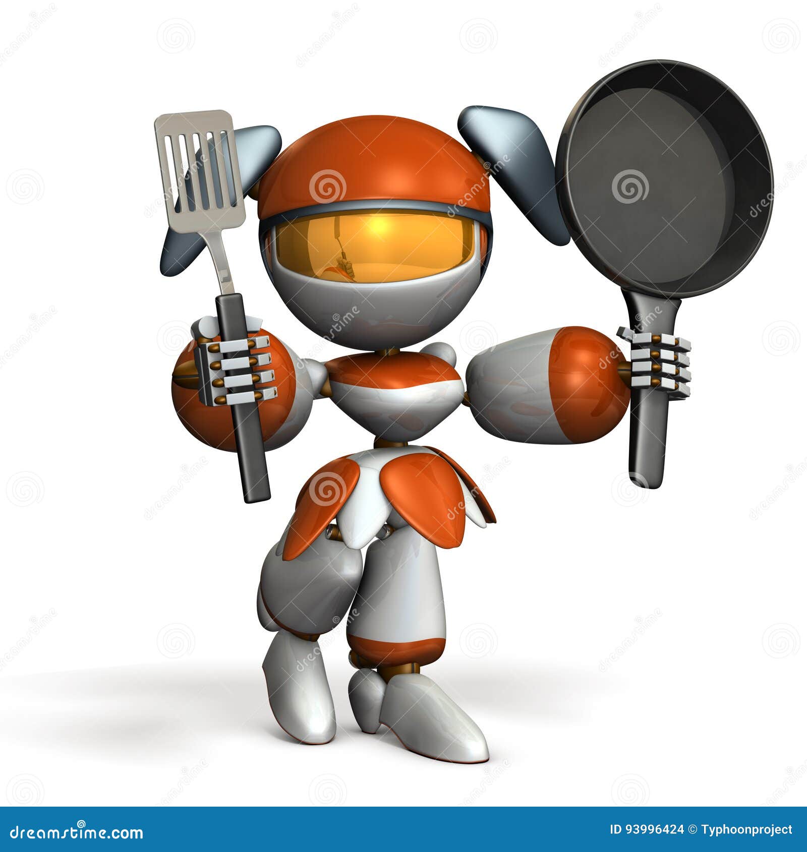 That Cute Robot is Good at Cooking. Stock Illustration - Illustration ...
