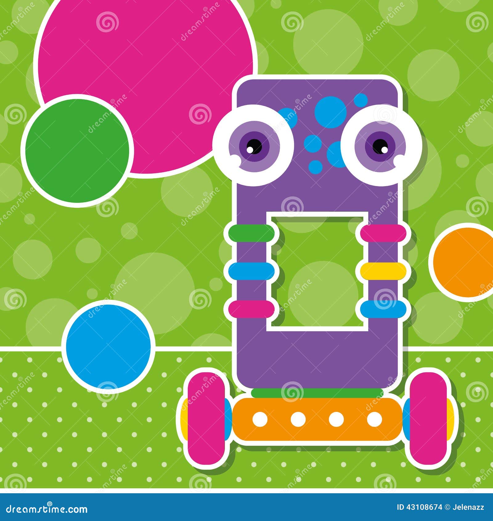 Cute robot greeting card stock vector. Illustration of machine - 43108674