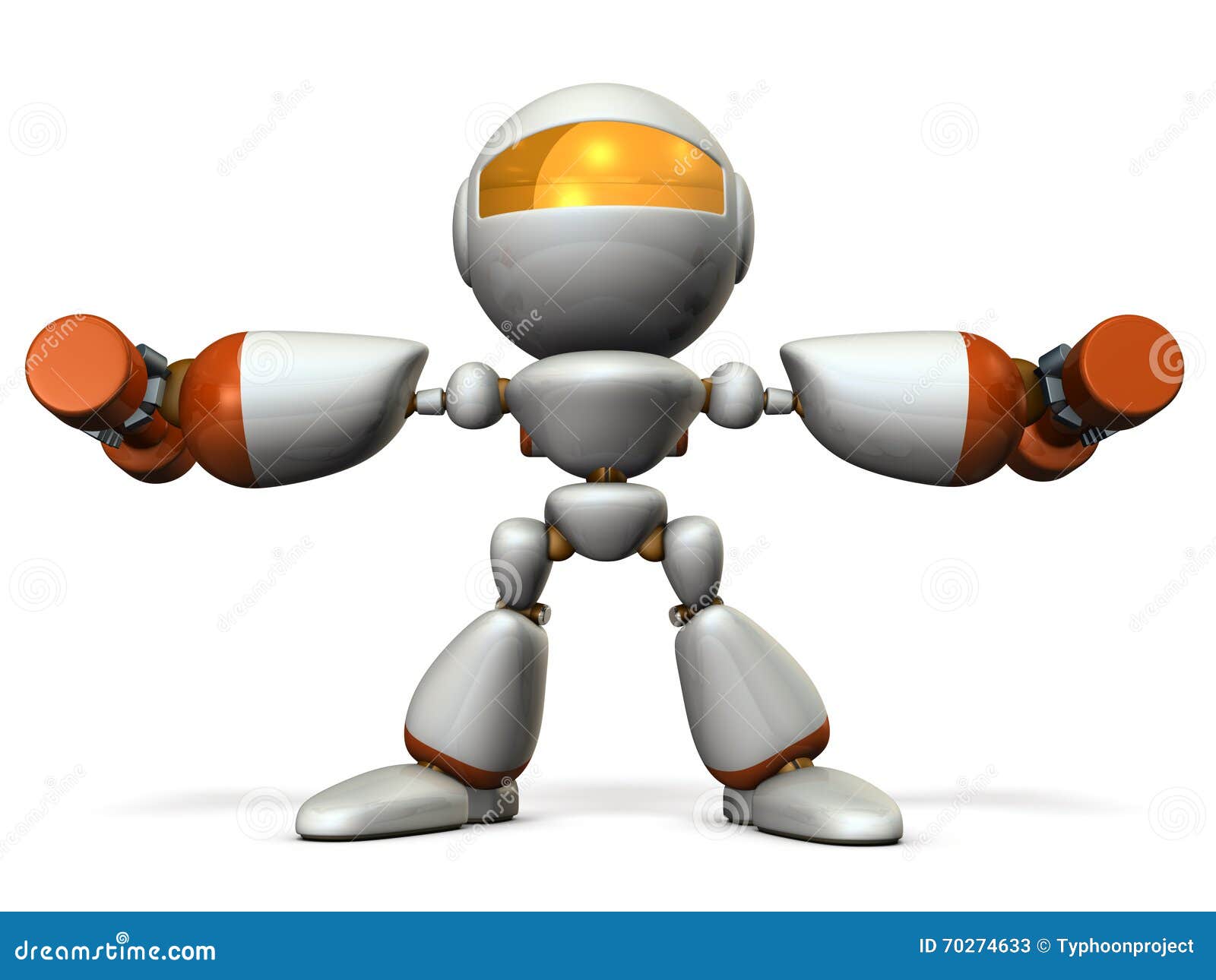 Cute Robot, Have Tempered the Body with Dumbbell. Stock Illustration ...