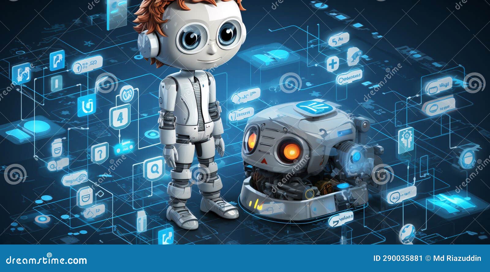 Cute Robot Infographic Machine Stock Illustration - Illustration of ...