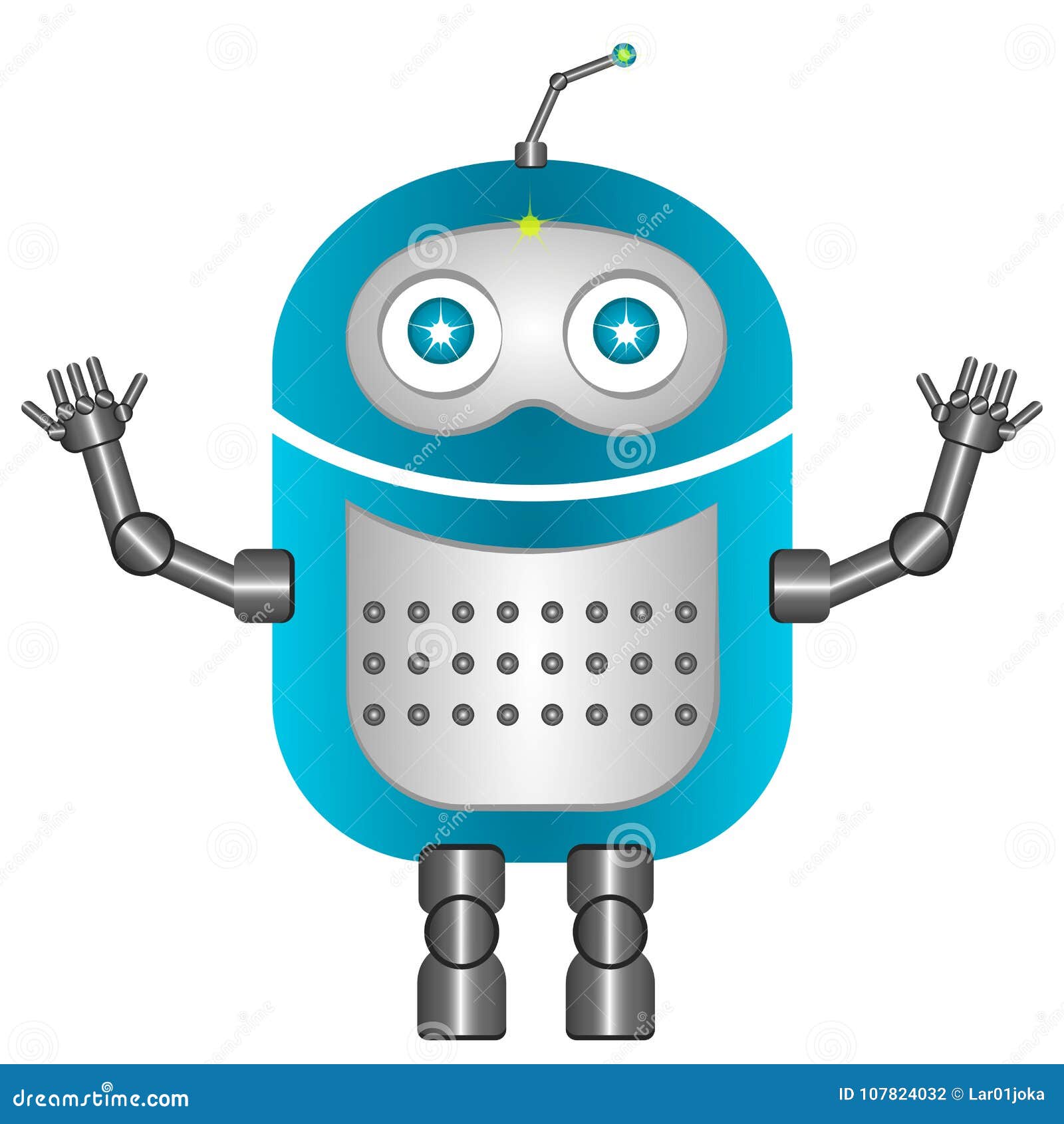 Isolated cute robot stock vector. Illustration of metal - 107824032