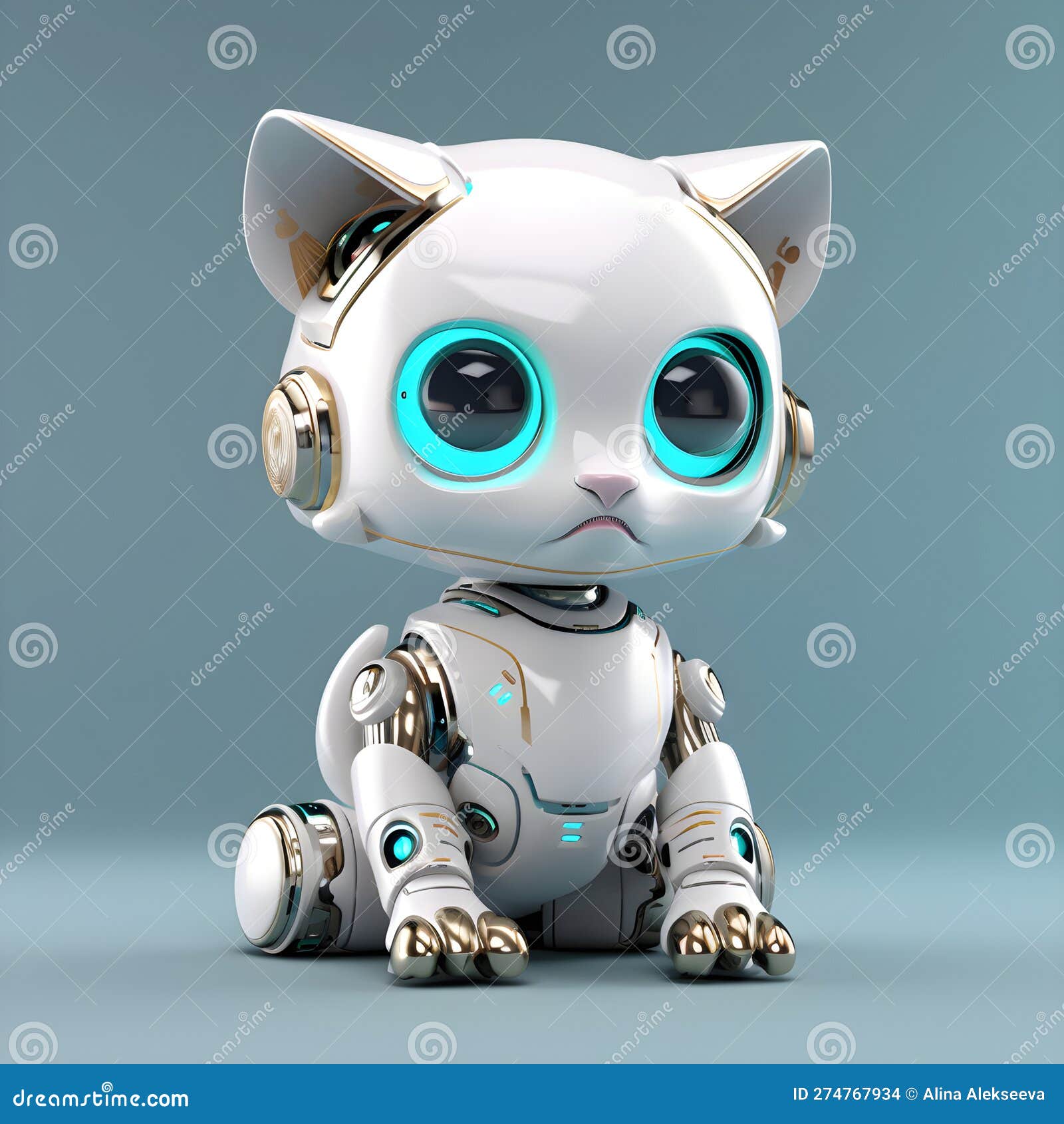 Cute Robot Kitten Machine Character. Electronic Interactive Toy, Robot ...