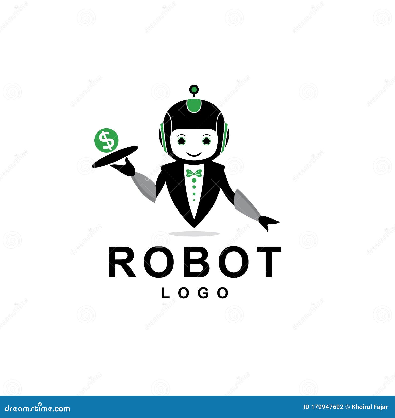 Cute Robot Logo Template Design Stock Vector - Illustration of friendly ...