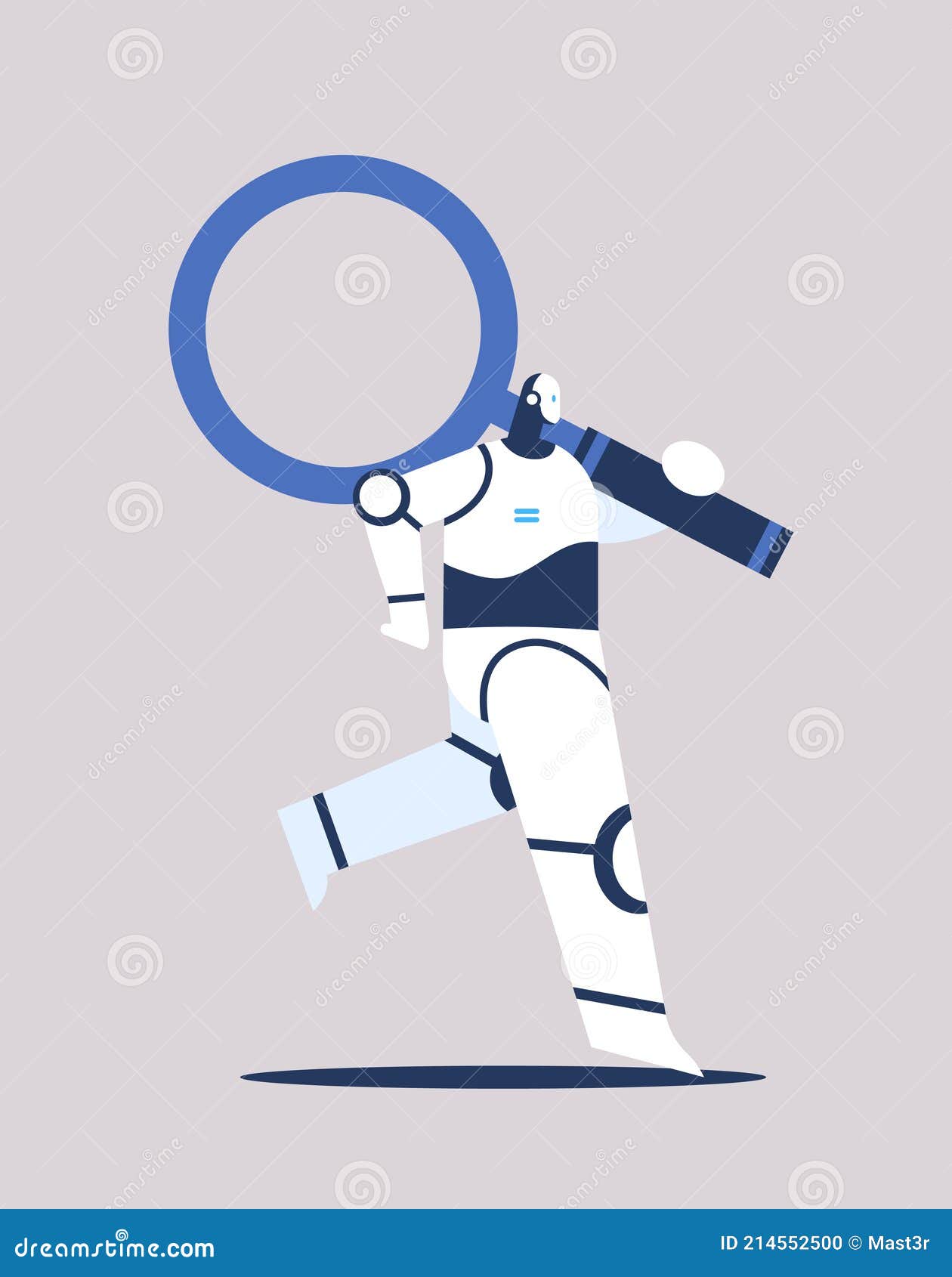 Cute Robot with Magnifying Glass Modern Robotic Character Artificial ...