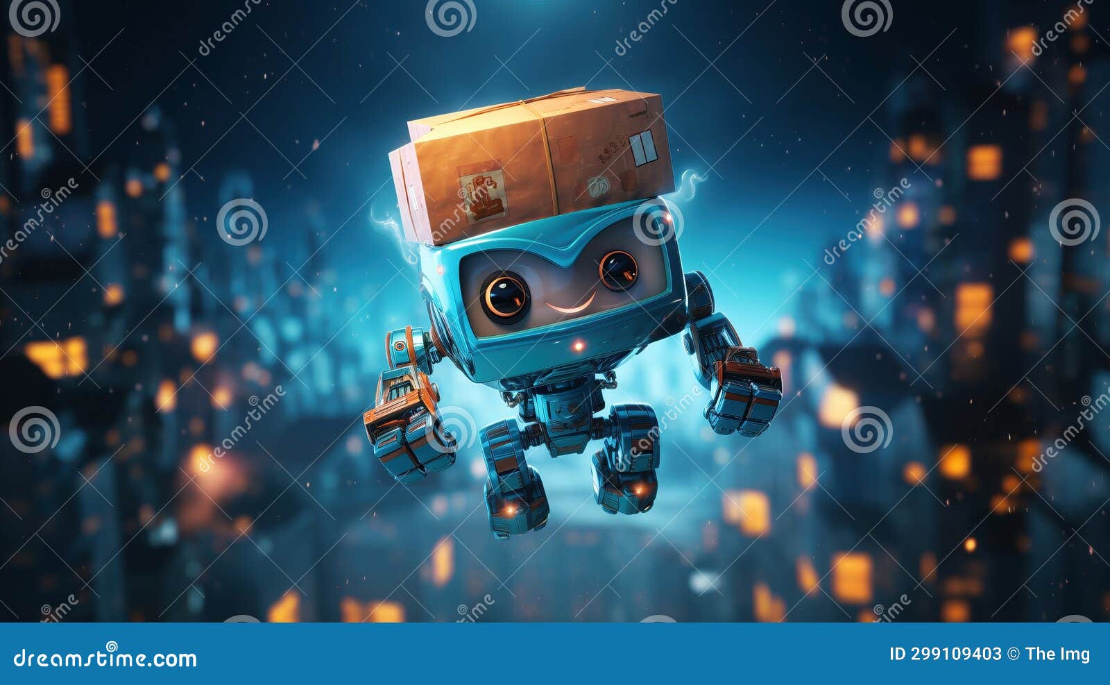 Cute Robot Parcel Delivery Ai Generated Character 3d Image Stock Image ...