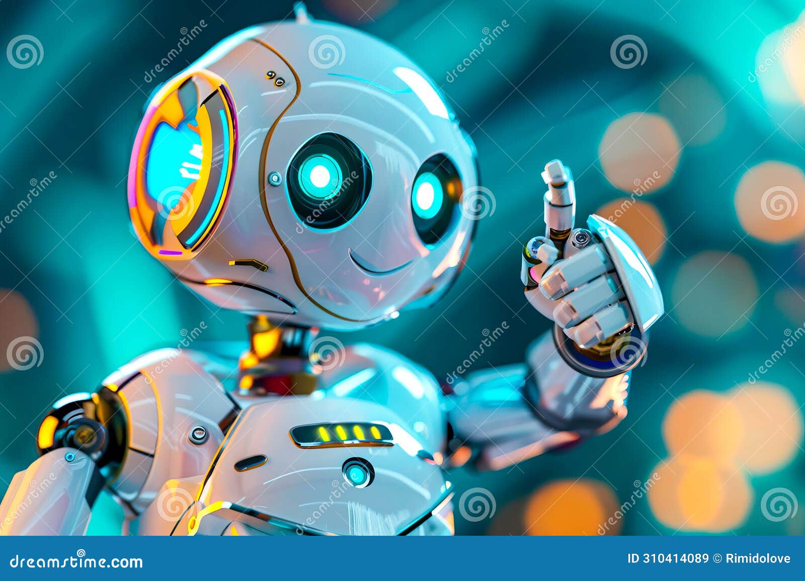 A Cute Robot is Pointing at Something. Stock Image - Image of ...