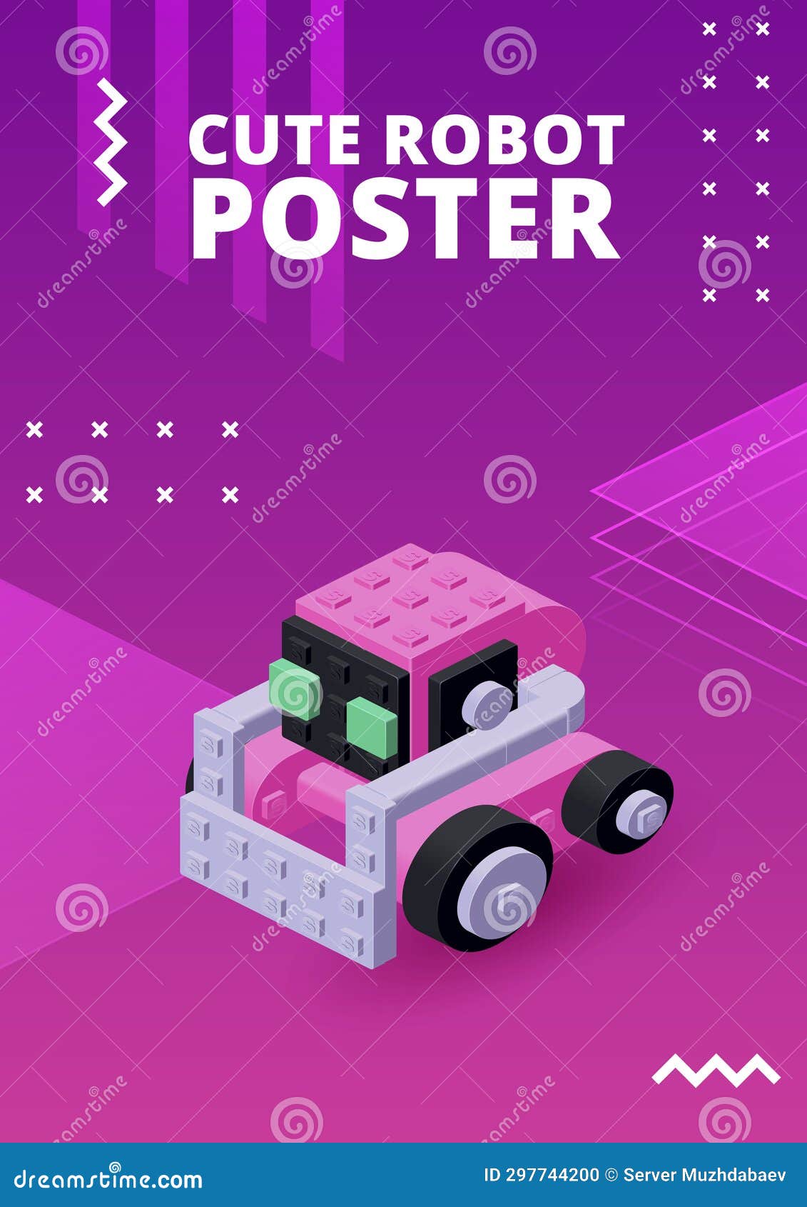 Cute Robot Poster for Print and Design. Vector Illustration. Stock ...