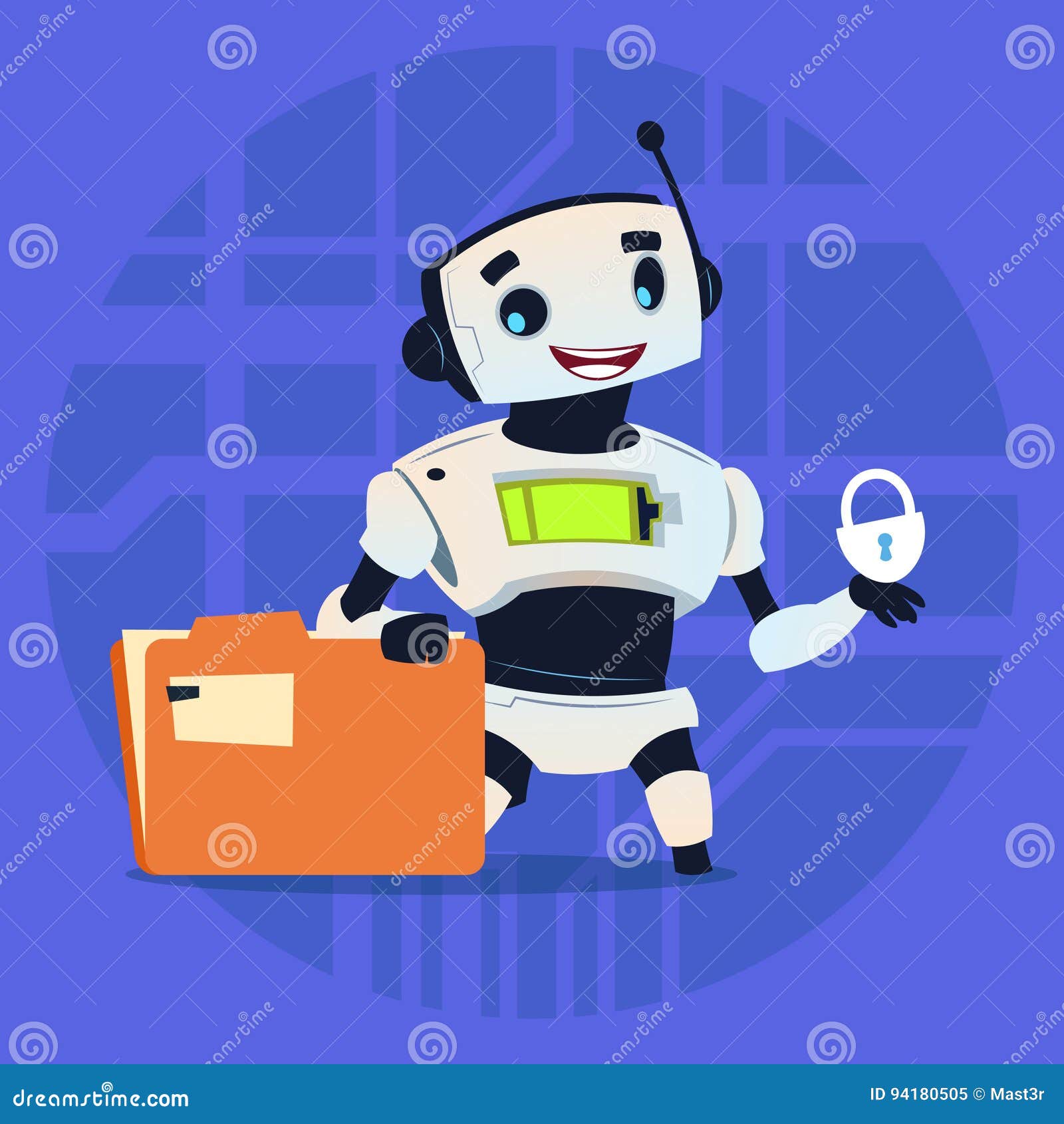 Cute Robot Protect Data Modern Artificial Intelligence Technology ...