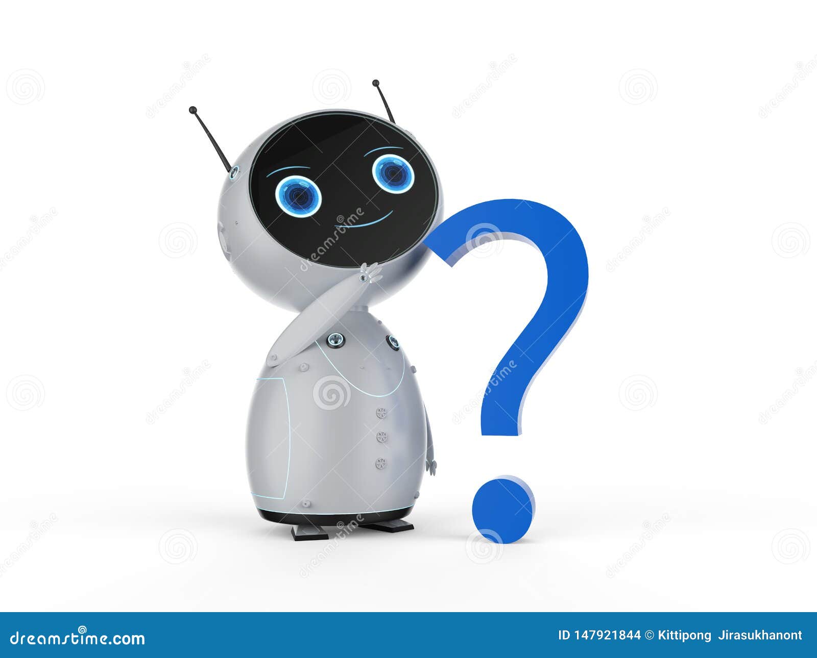 Cute Robot with Question Mark Stock Illustration - Illustration of ...