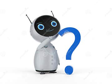 Cute Robot with Question Mark Stock Illustration - Illustration of ...