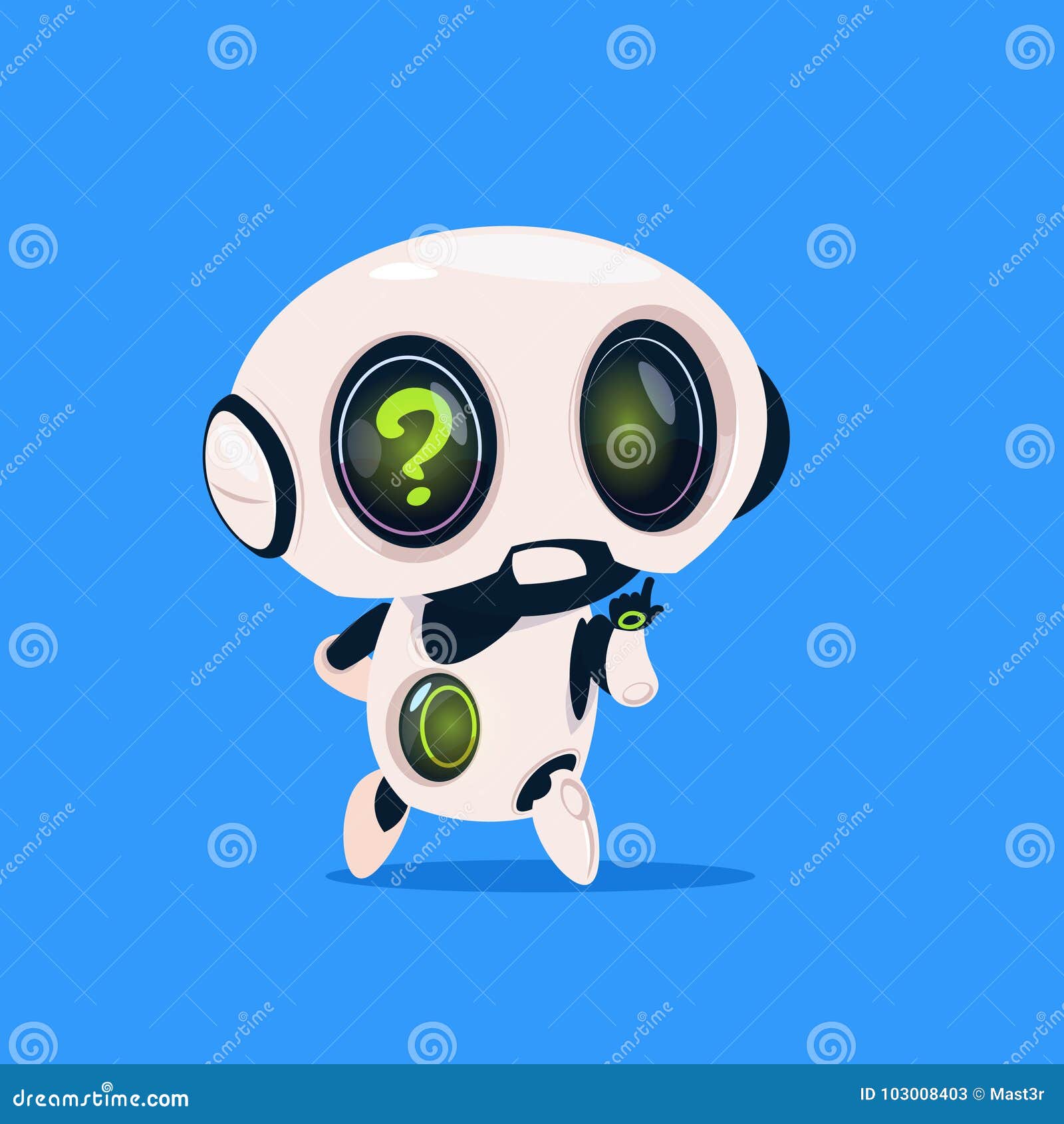 Cute Robot with Question Mark Isolated Icon on Blue Background Modern ...