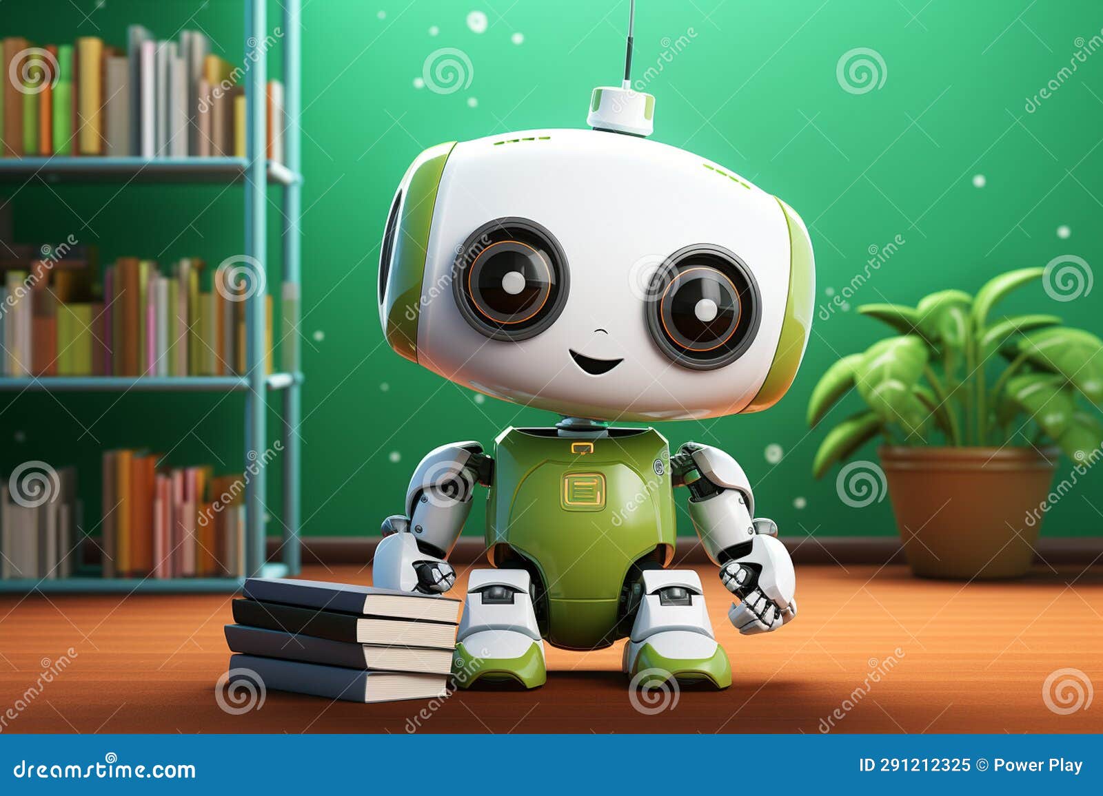 Cute Robot Reading a Book 3d Illustration Technology Concept Stock ...