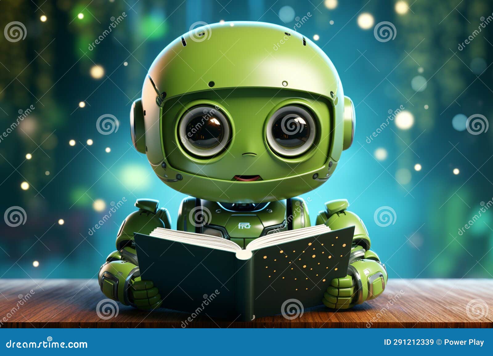 Cute Robot Reading a Book 3d Illustration Technology Concept Stock ...