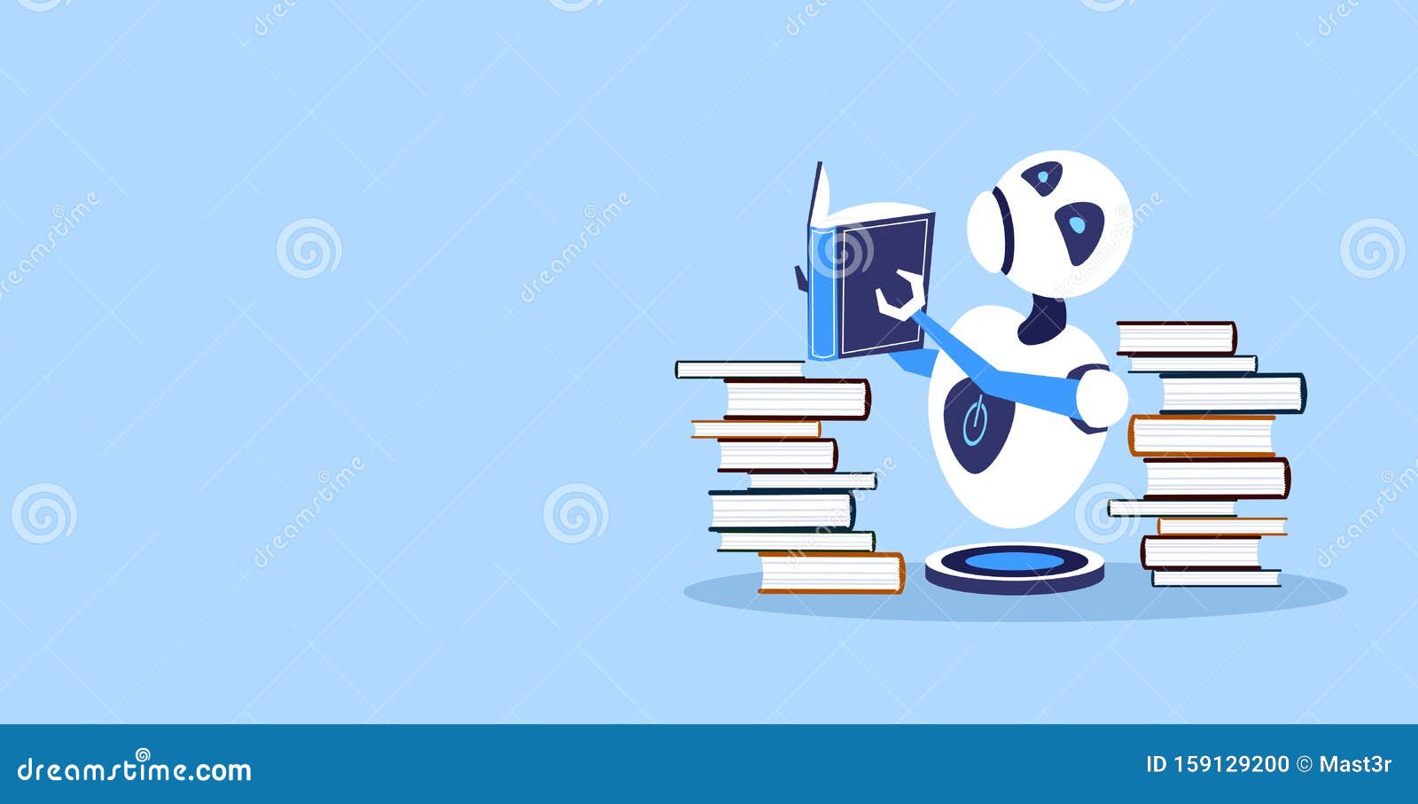 Cute Robot Reading Book Robotic Character Studying Artificial ...