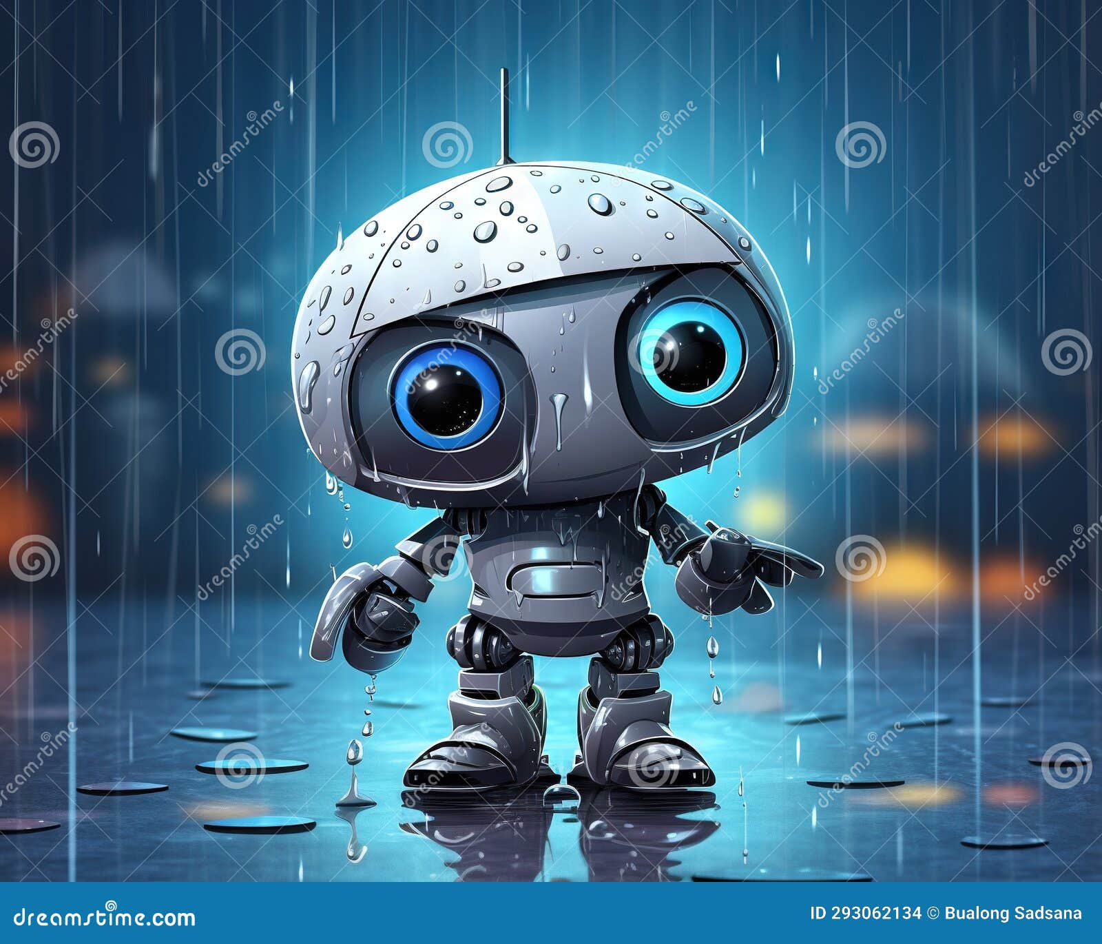 Cute Robot in the Rn Technological Progress Cartoon. Stock Illustration ...